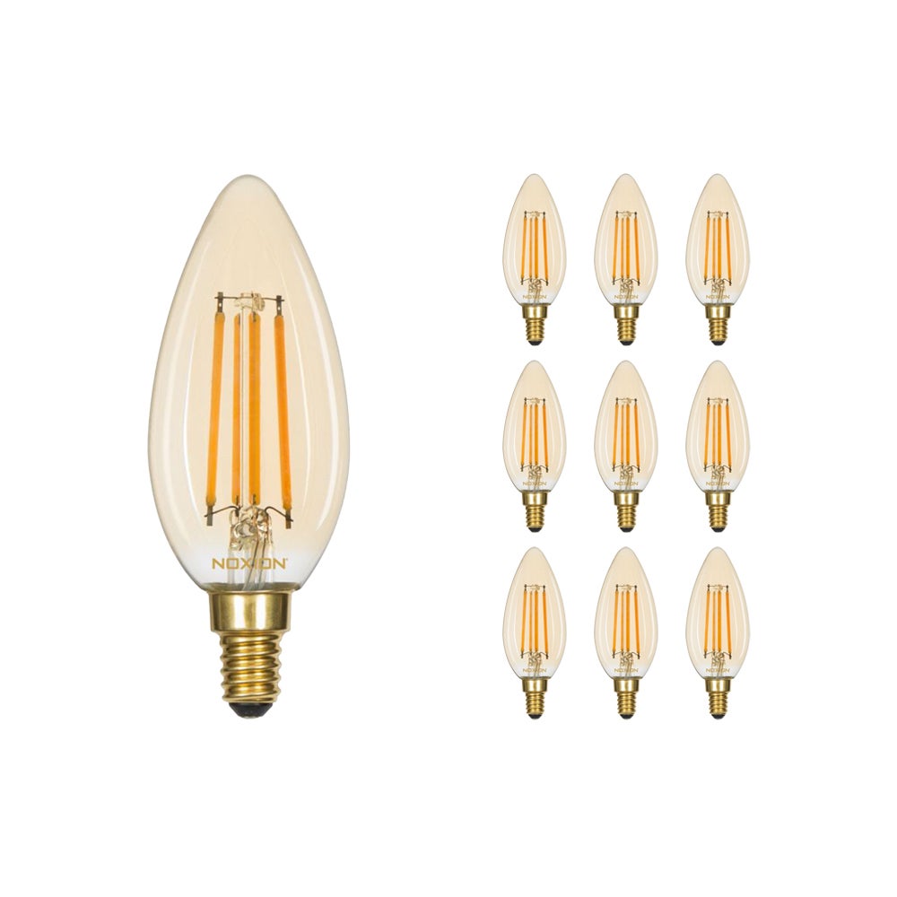 Lot 10x Noxion Lucent LED E14 Bougie Filament Ambre 4.1W 350lm - 822 Blanc Très Chaud | Dimmable ...