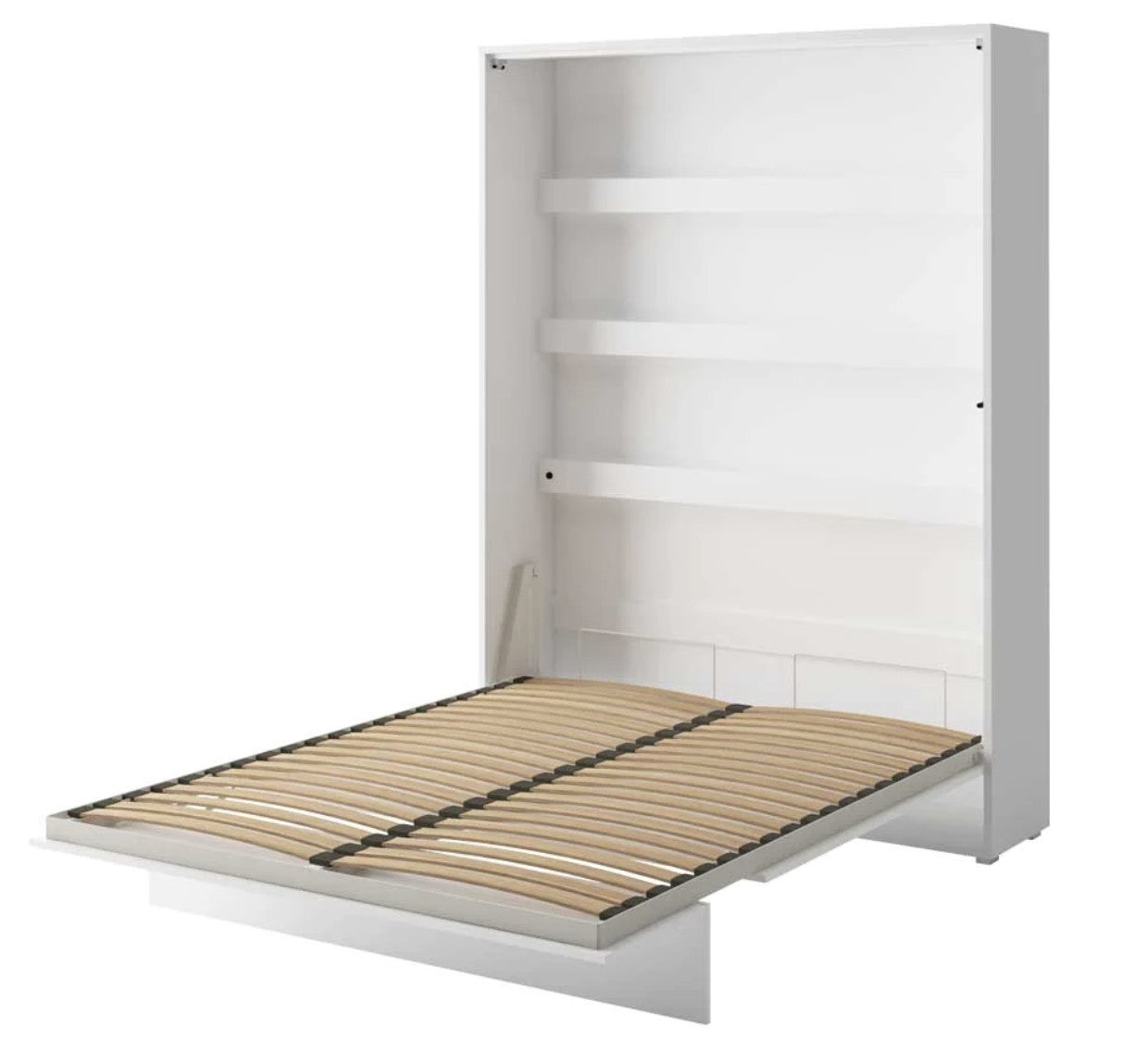 Cama abatible horizontal con estantes blanco mate Noby 90x200 cm-Con ...