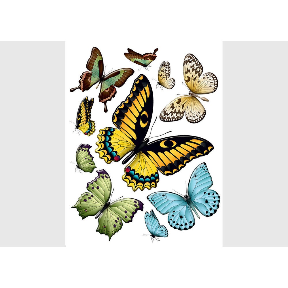 Stickers - Papillons Jaunes Verts et Bleus - 1 planche 65x85 cm | Leroy ...