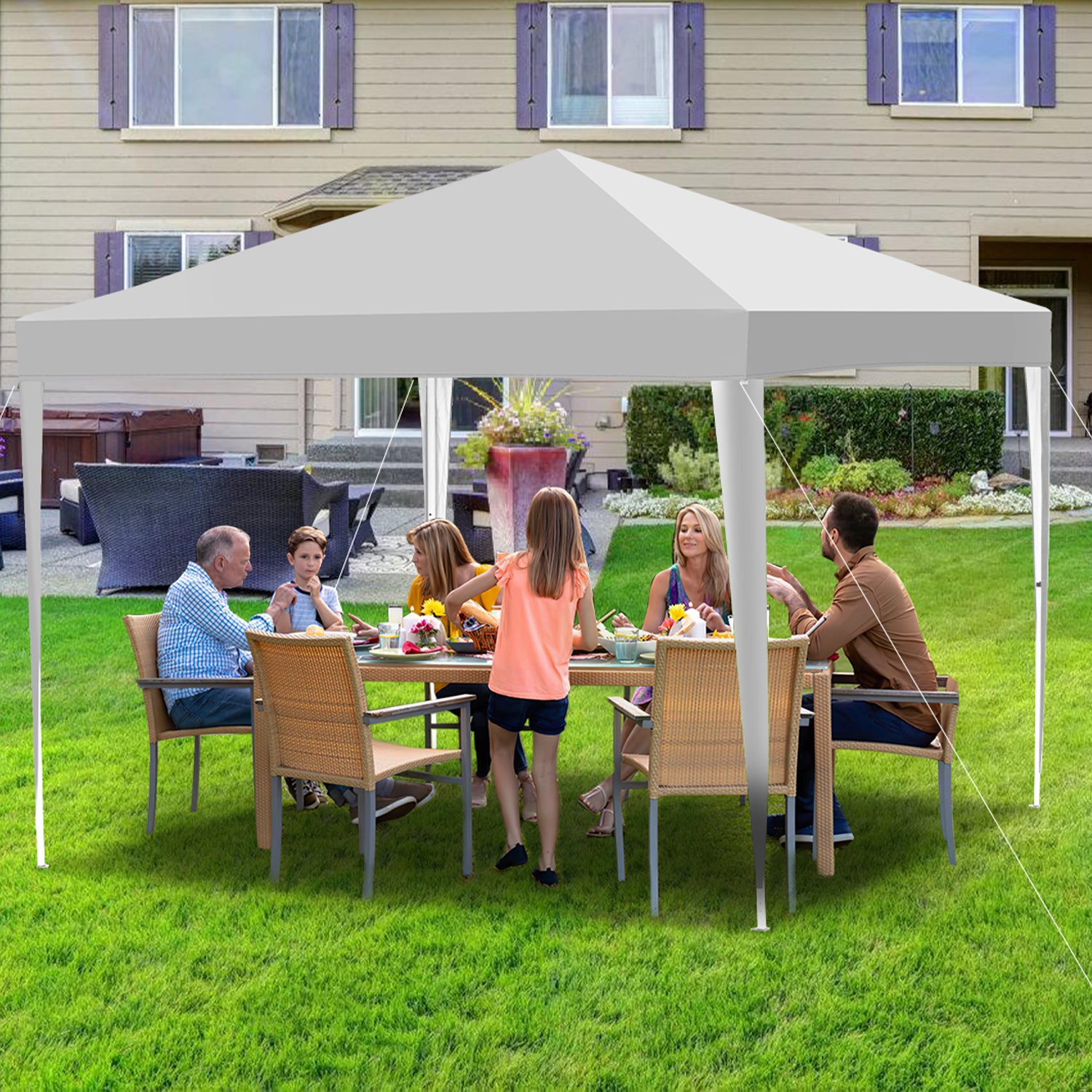 Tente de réception dépliable Tonnelle de jardin 3x3m Blanc Tente ...