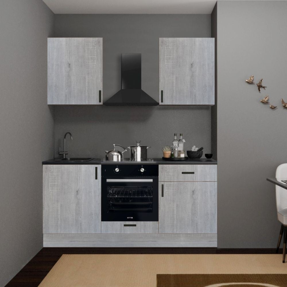 Cucina completa di elettrodomestici 180 cm colore rovere grigio chiaro ...