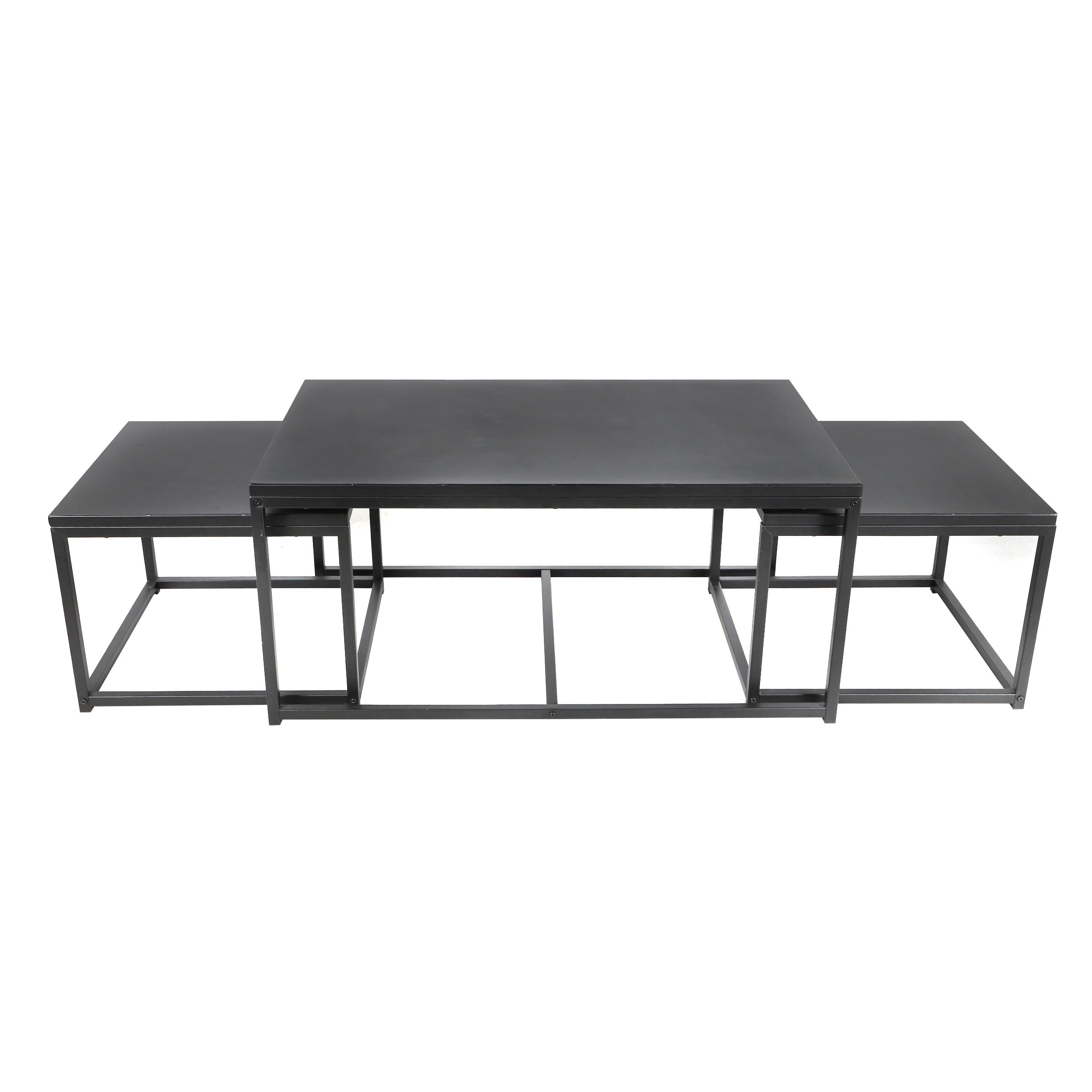 "MADISON" TABLE BASSE EN METAL NOIR X3 1-100X60X45CM + 2-50X50X38CM | Leroy Merlin