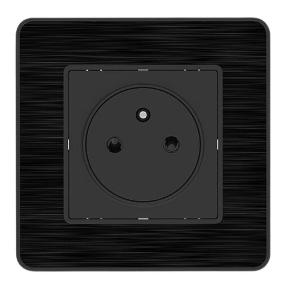 Presa 2P+T 16A - Easy Eject – completa - metallo nero spazzolato ...