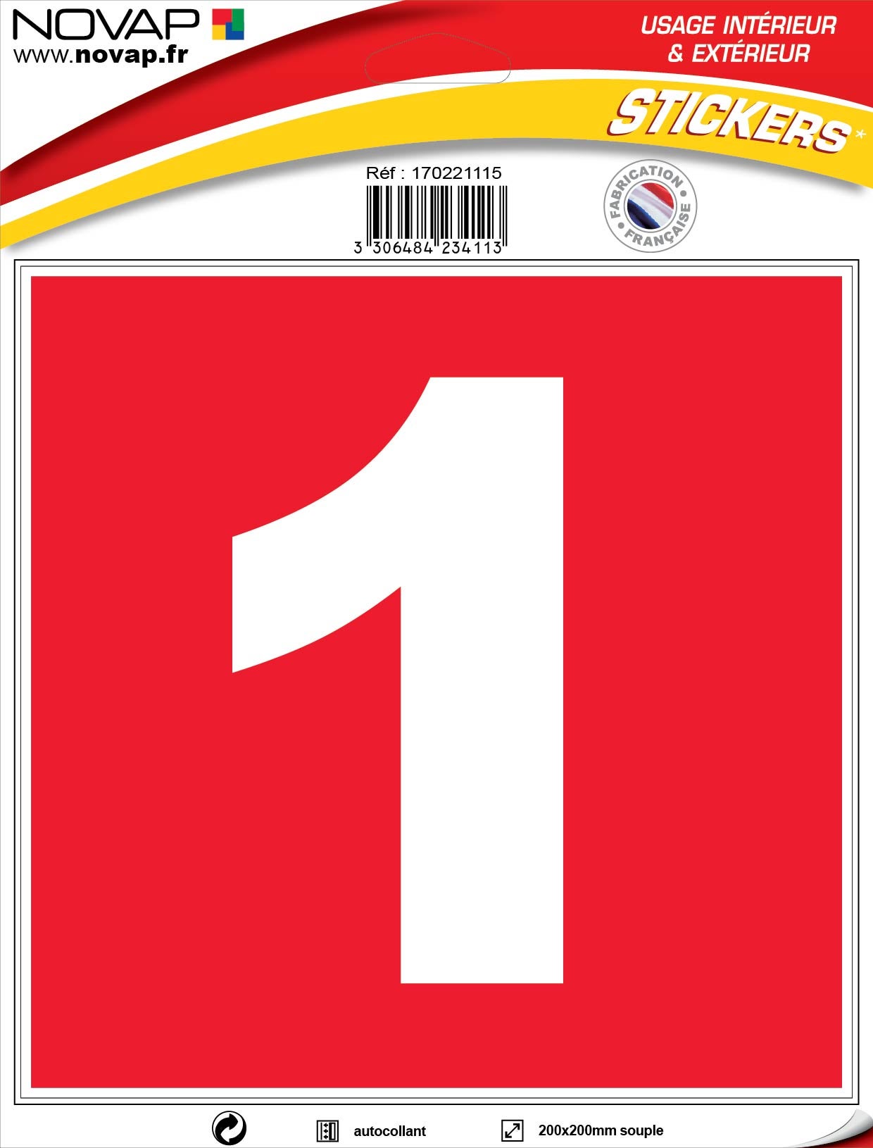 N°1 - 200x200mm - Adhésif Rouge - 4234113 | Leroy Merlin