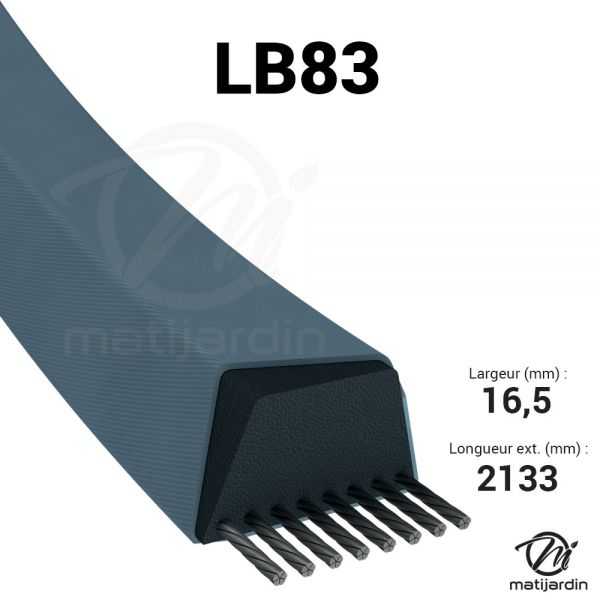 Courroie tondeuse Mitsuboshi LB83 - 16,5 x 2133 mm | Leroy Merlin