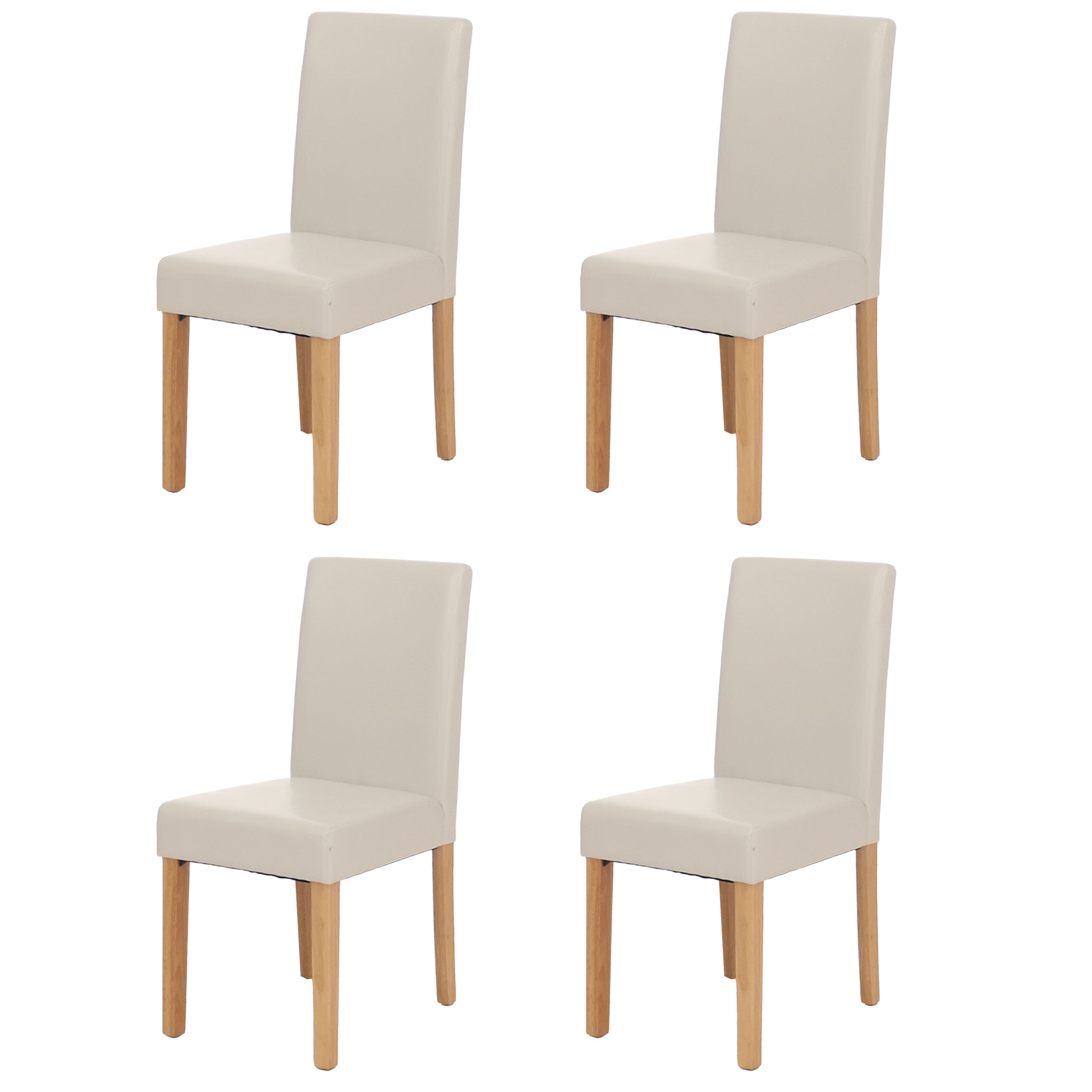 Lot de 4 chaises de séjour Littau ~ simili-cuir, blanc, pieds clairs ...