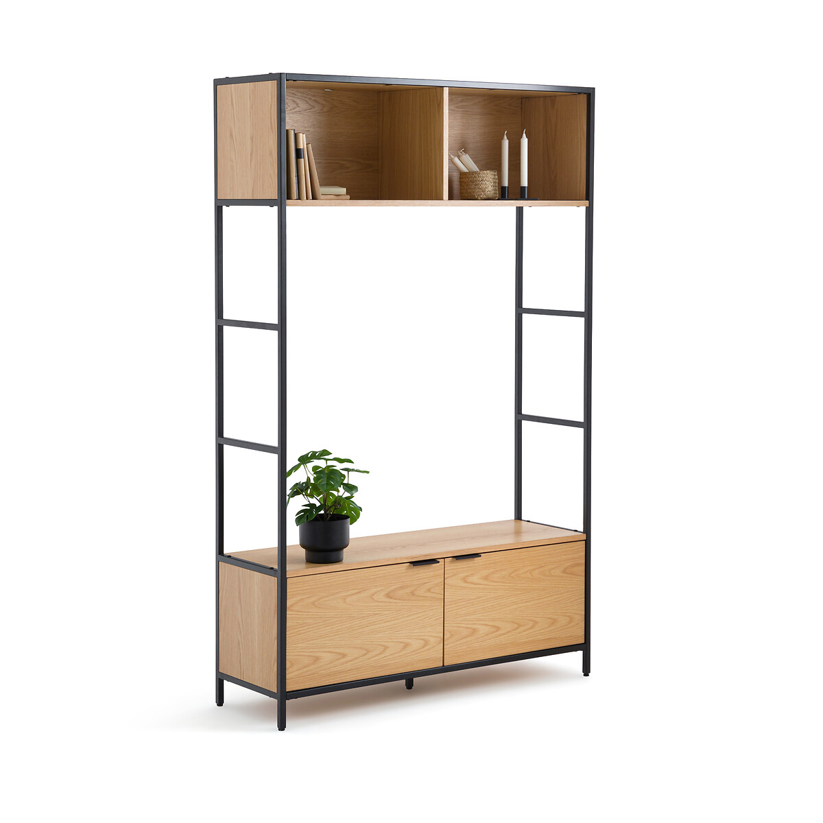 Meuble TV modulable 2 niches 2 portes, Volga - Naturel - taille unique ...