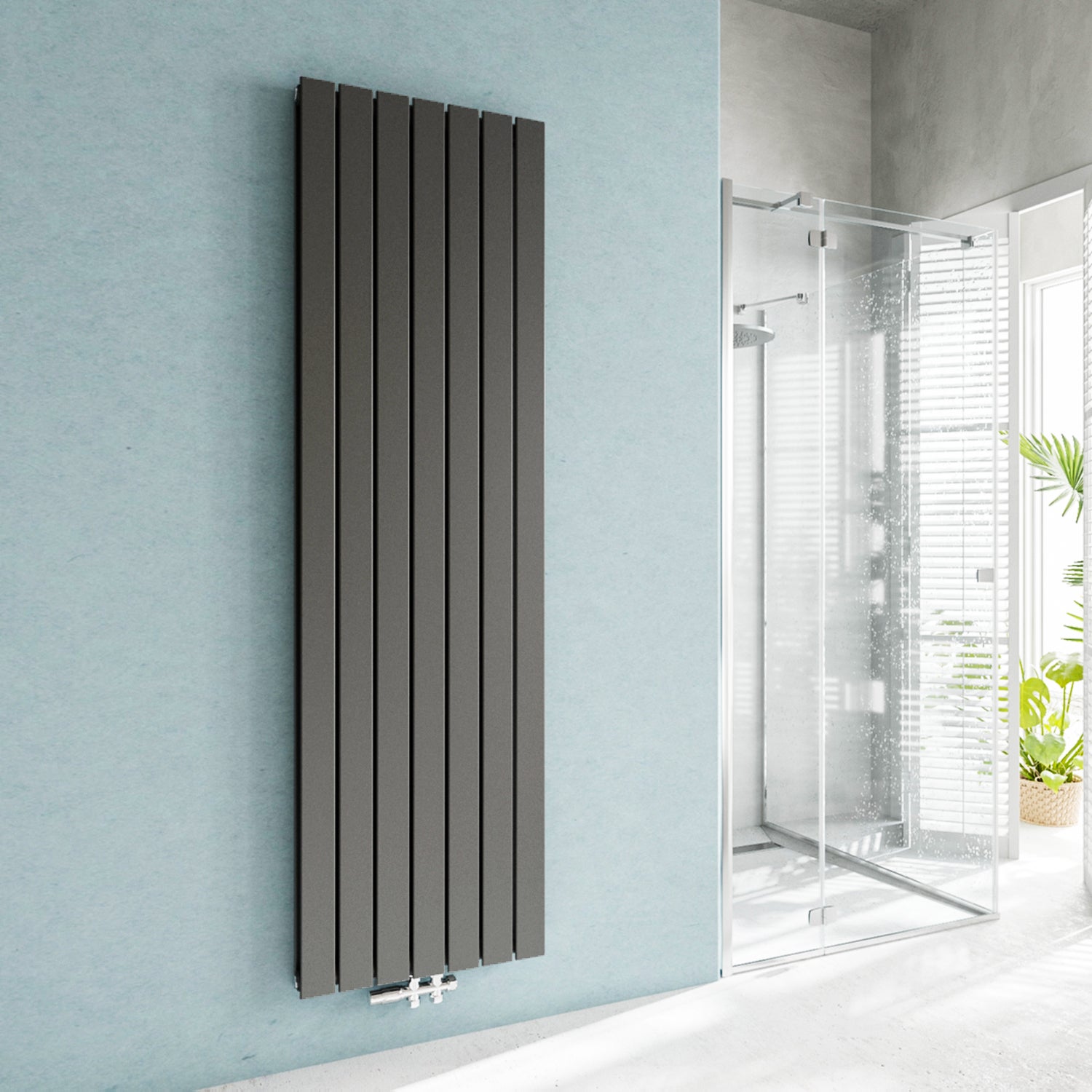 Radiateur eau chaude vertical anthracite acier classique basse ...