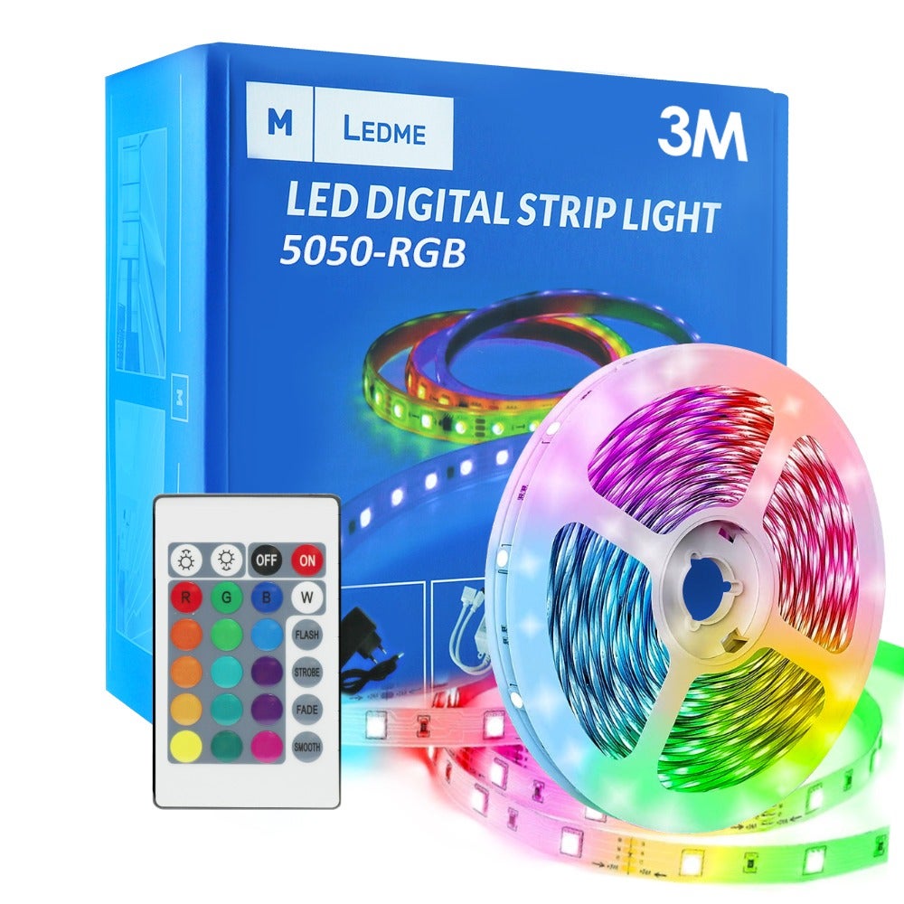 IluminaShop Kit Tira LED 21W 12V 90LED IP20 RGB con Mando y Fuente de ...