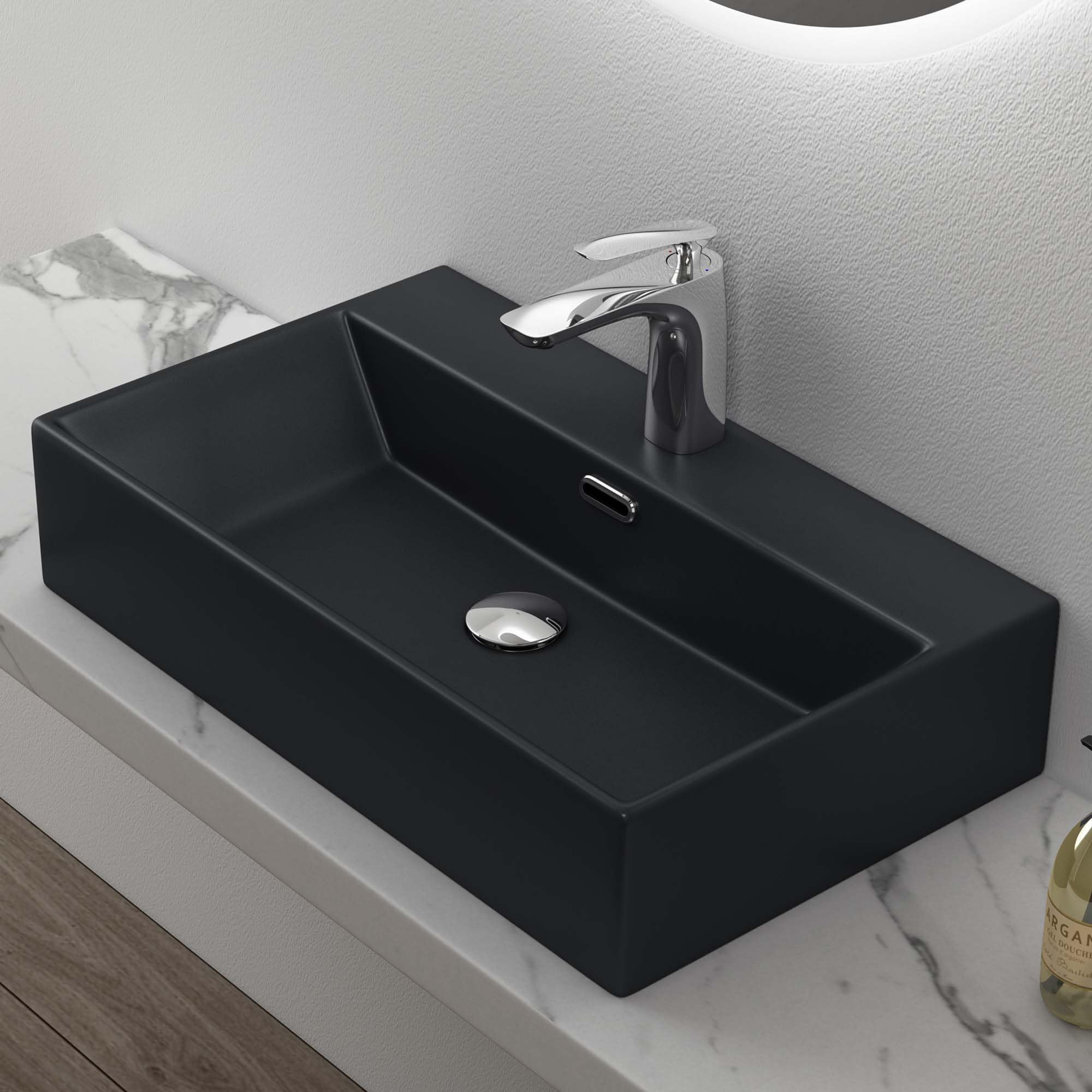 Mai & Mai Vasque à Poser 60x36x13cm Lavabo en Céramique Noir Mat ...