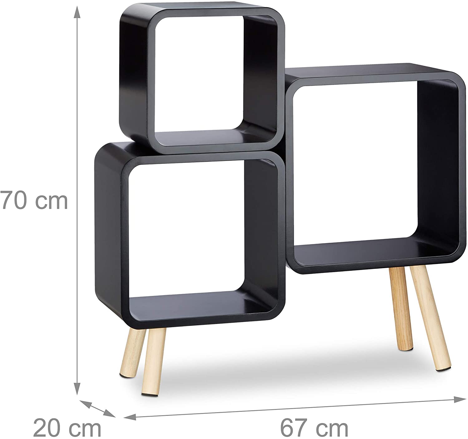 Système étagère 3 cubes bibliothèque bois MDF 4 pieds commode tablette ...