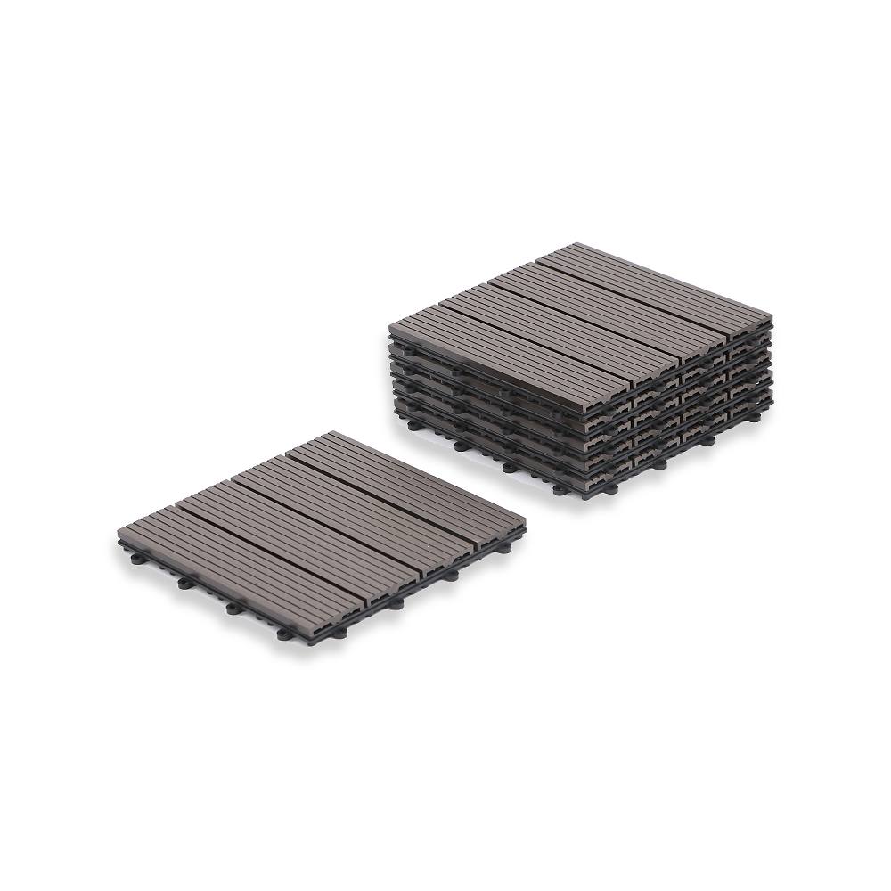 Dalles terrasse en composite effet bois - Lot de 5 Unité Marron | Leroy ...