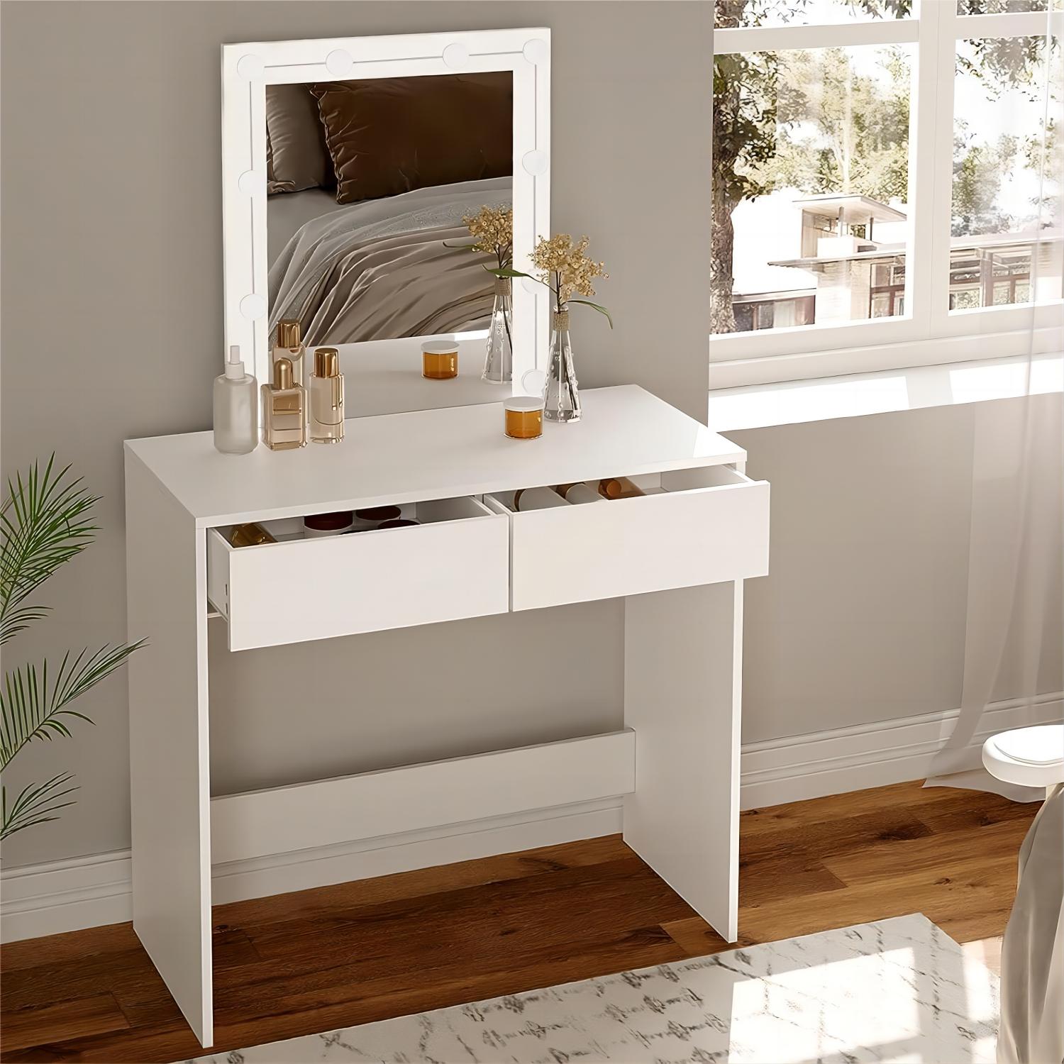 Coiffeuse avec 10 Ampoules LED,Luminosité Réglable,Table de Maquillage ...