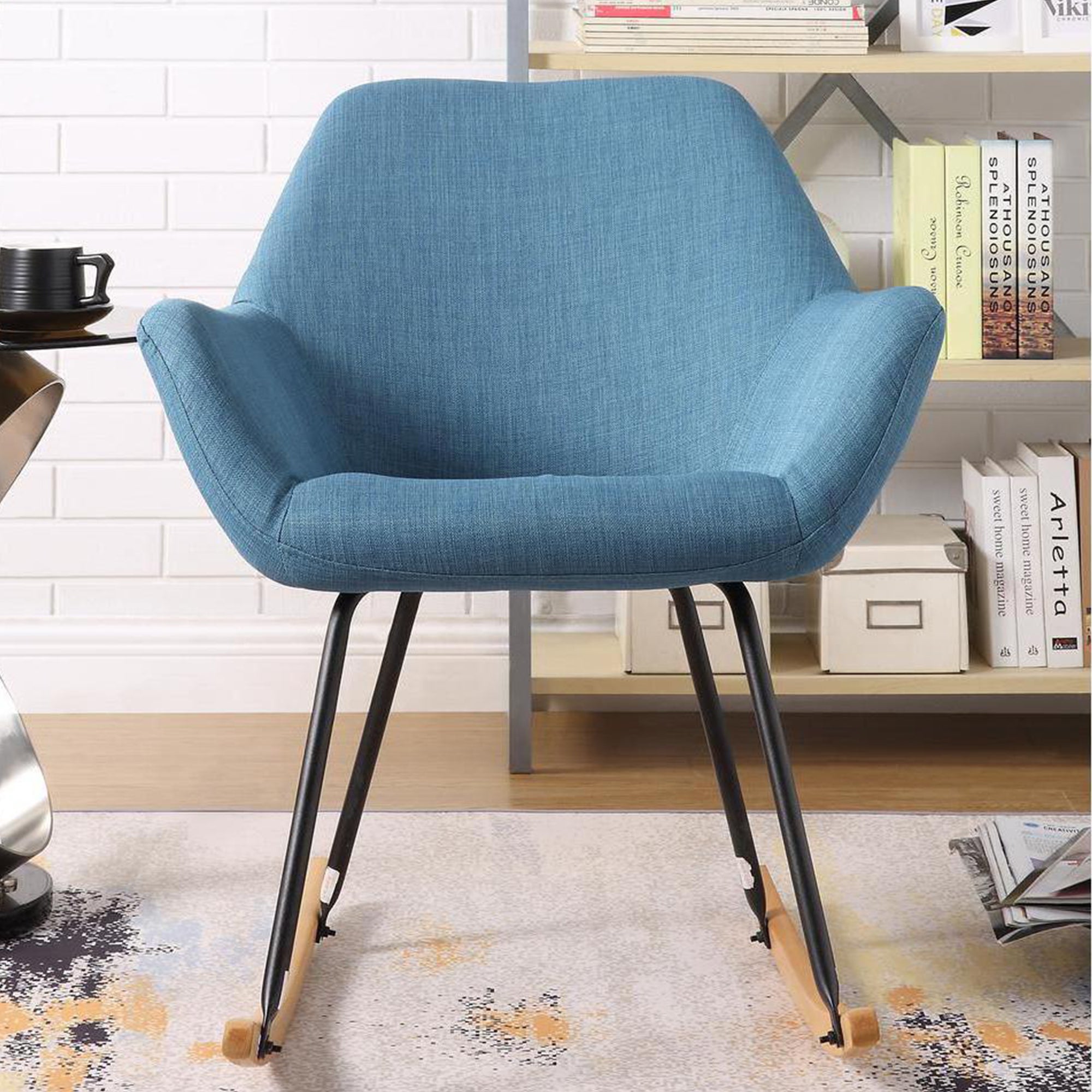 Rocking chair 70x89x88 cm en tissu bleu | Leroy Merlin