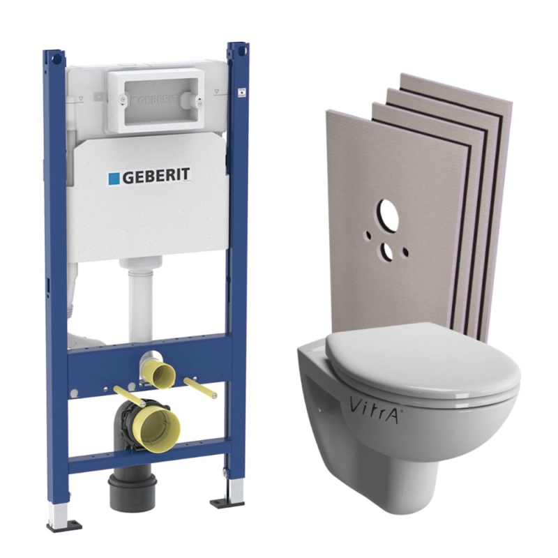 Pack WC Bati-support Geberit + WC sans bride Vitra Normus SpinFlush ...