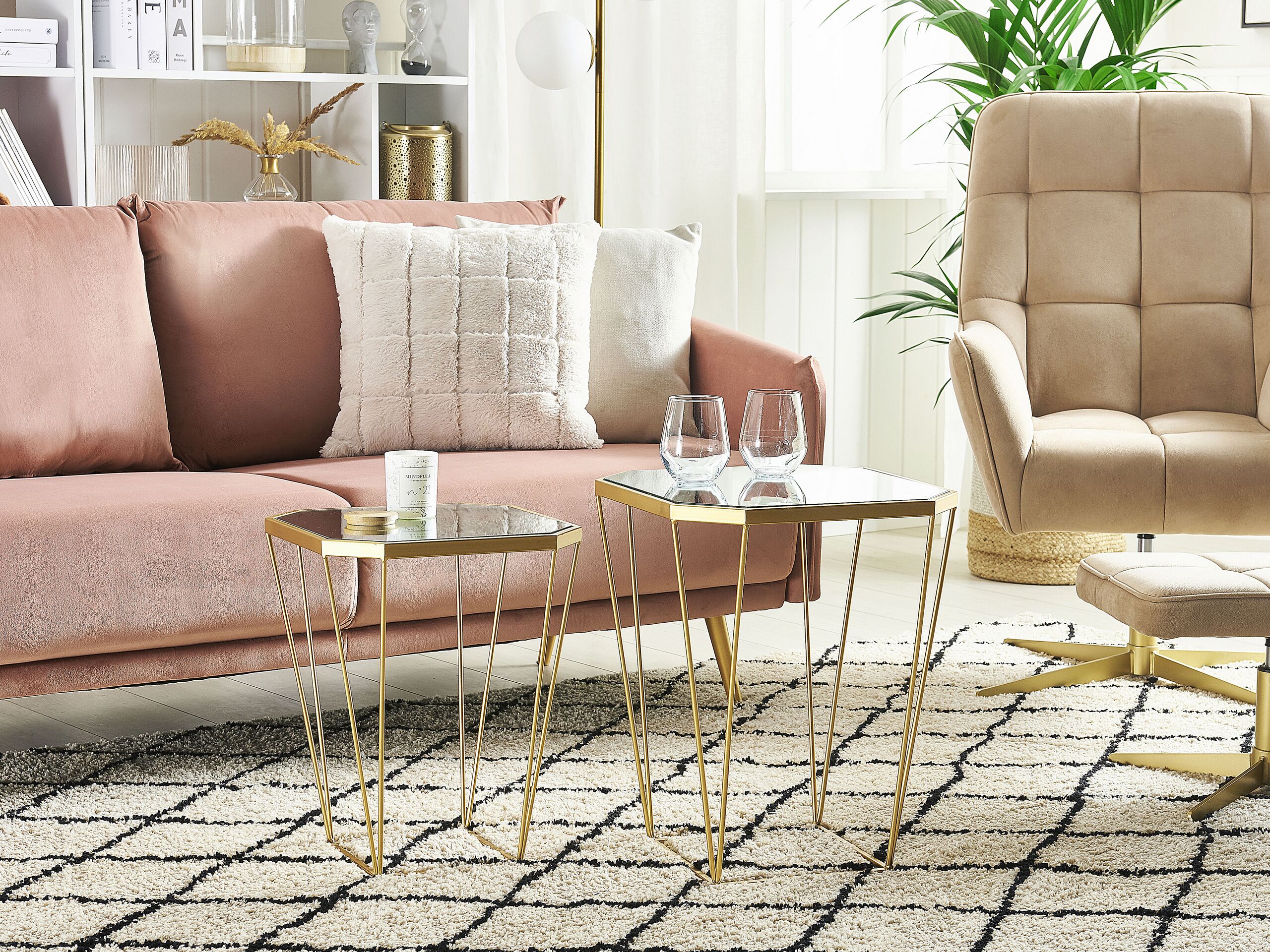 Lot de 2 tables d\'appoint SIERRA Verre Doré | Leroy Merlin