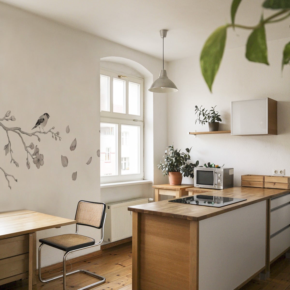 Carta da parati panoramica Ramo di fiori di ciliegio, Grigio 300 x ...