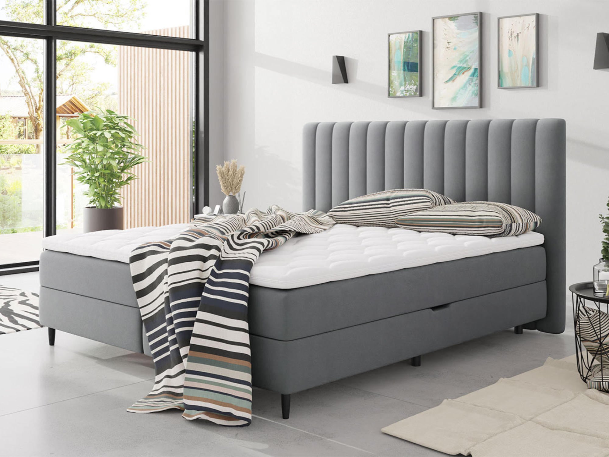 Maria - lit boxspring - 180x200 - en velours - coffres et surmatelas ...