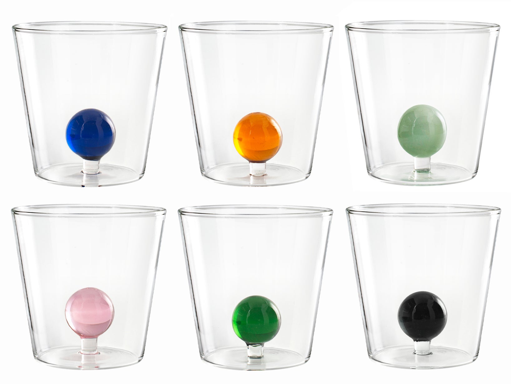 H&H Set 6 Bicchieri in Vetro Borosilicato, Trasparente, Sfera interna ...