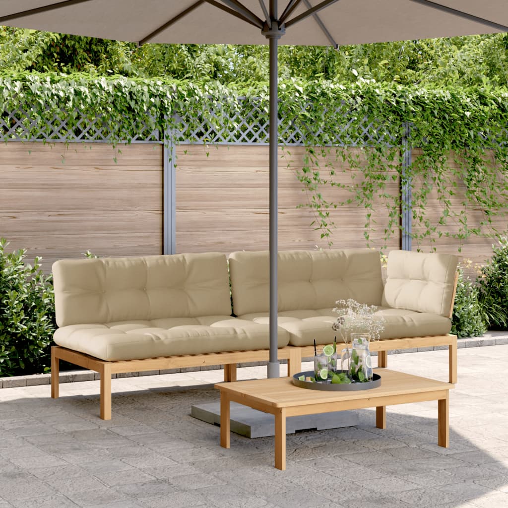 Salon palette de jardin avec coussins 3pcs bois d'acacia massif | Leroy ...