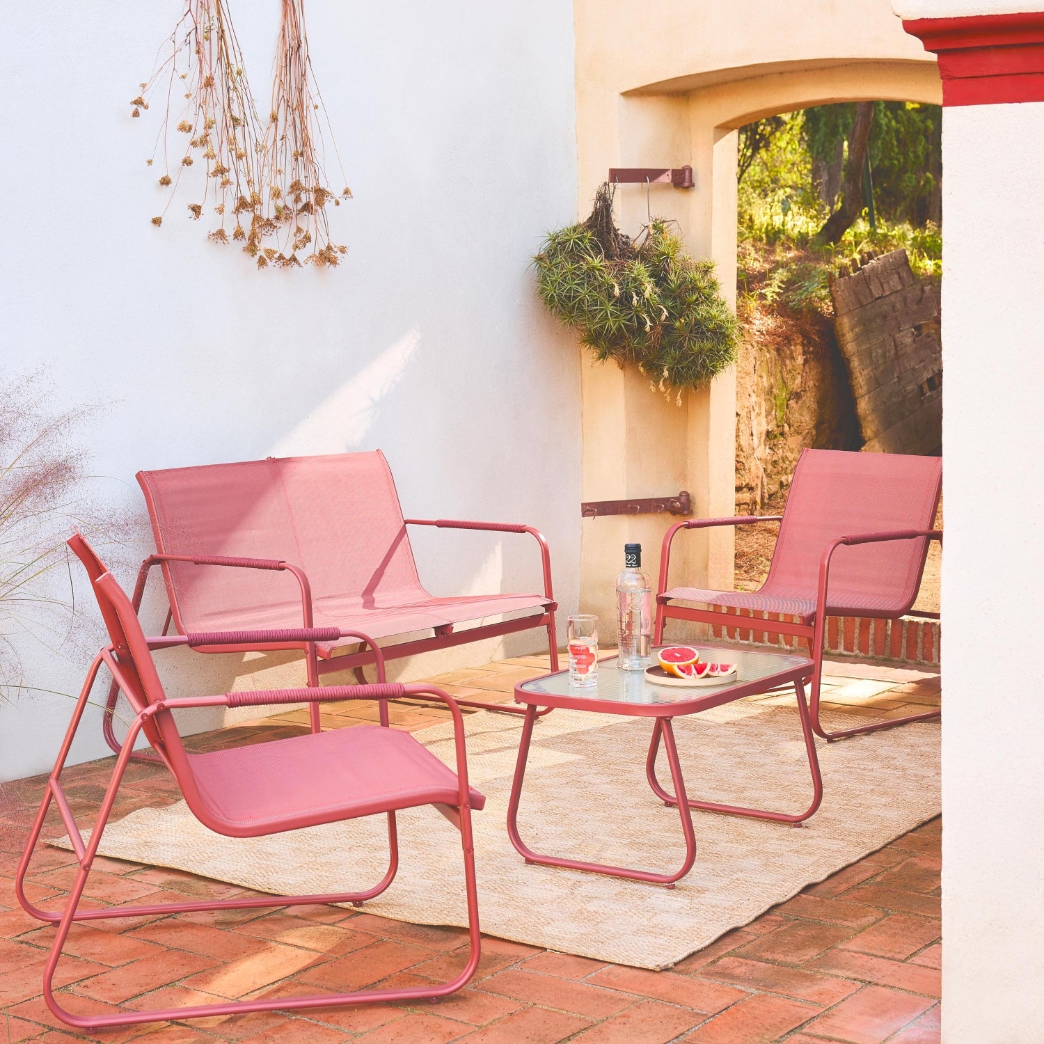 Salon de jardin en Acier Rouge 4 personnes | Leroy Merlin