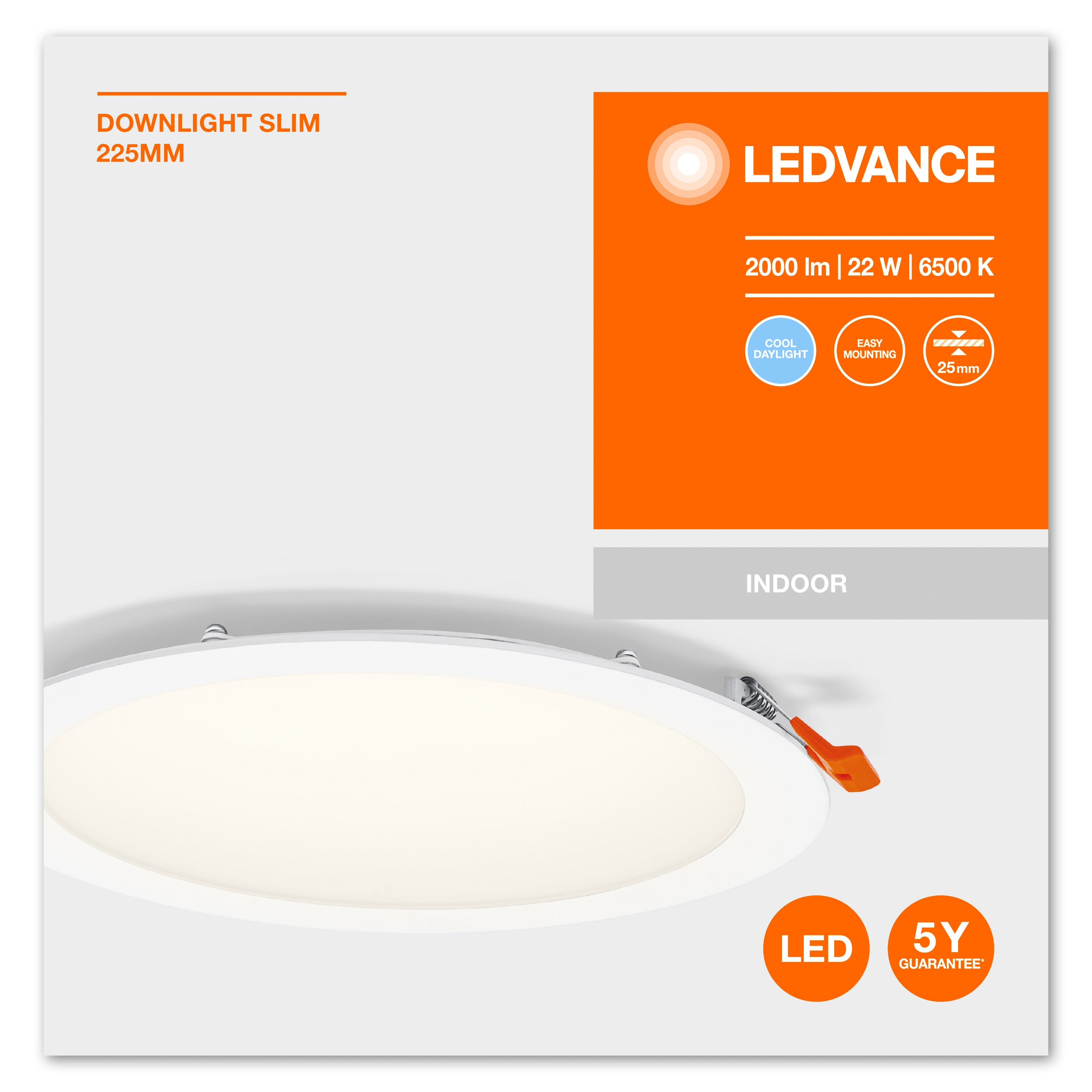 LEDVANCE Downlight LED: adapté à plafond, RECESS SLIM DOWNLIGHT / 22 W ...