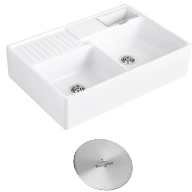 Evier timbre d'office VILLEROY ET BOCH Tradition 2 bacs 89,5 x 63 ...