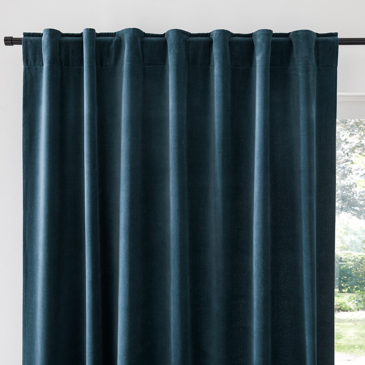 Rideau velours finition pattes cachées, Velvet - Bleu encre - 350 x 135 ...
