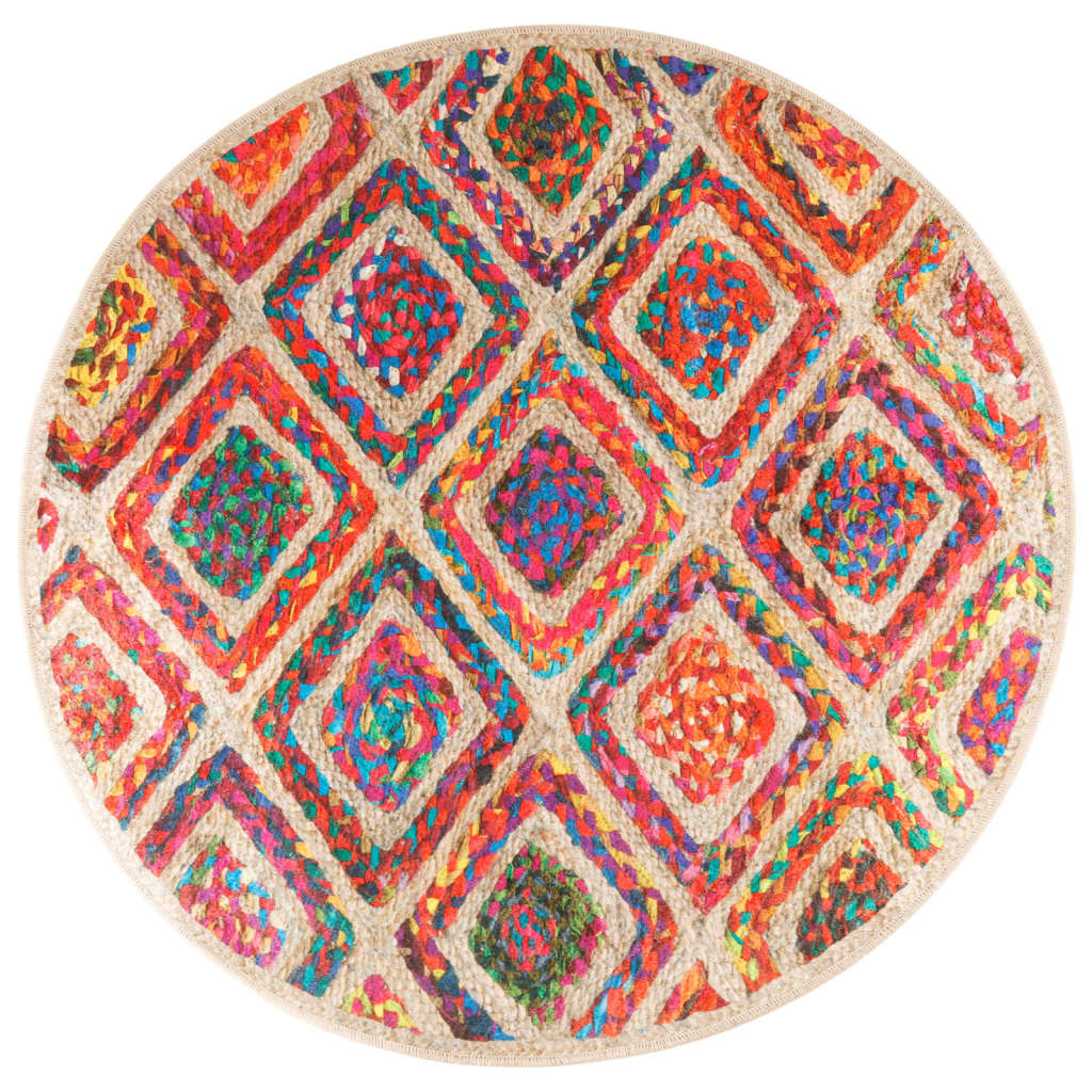 Tapis de salon, chambre，Tapis lavable multicolore Ø 120 cm antidérapant CWV66722 | Leroy Merlin