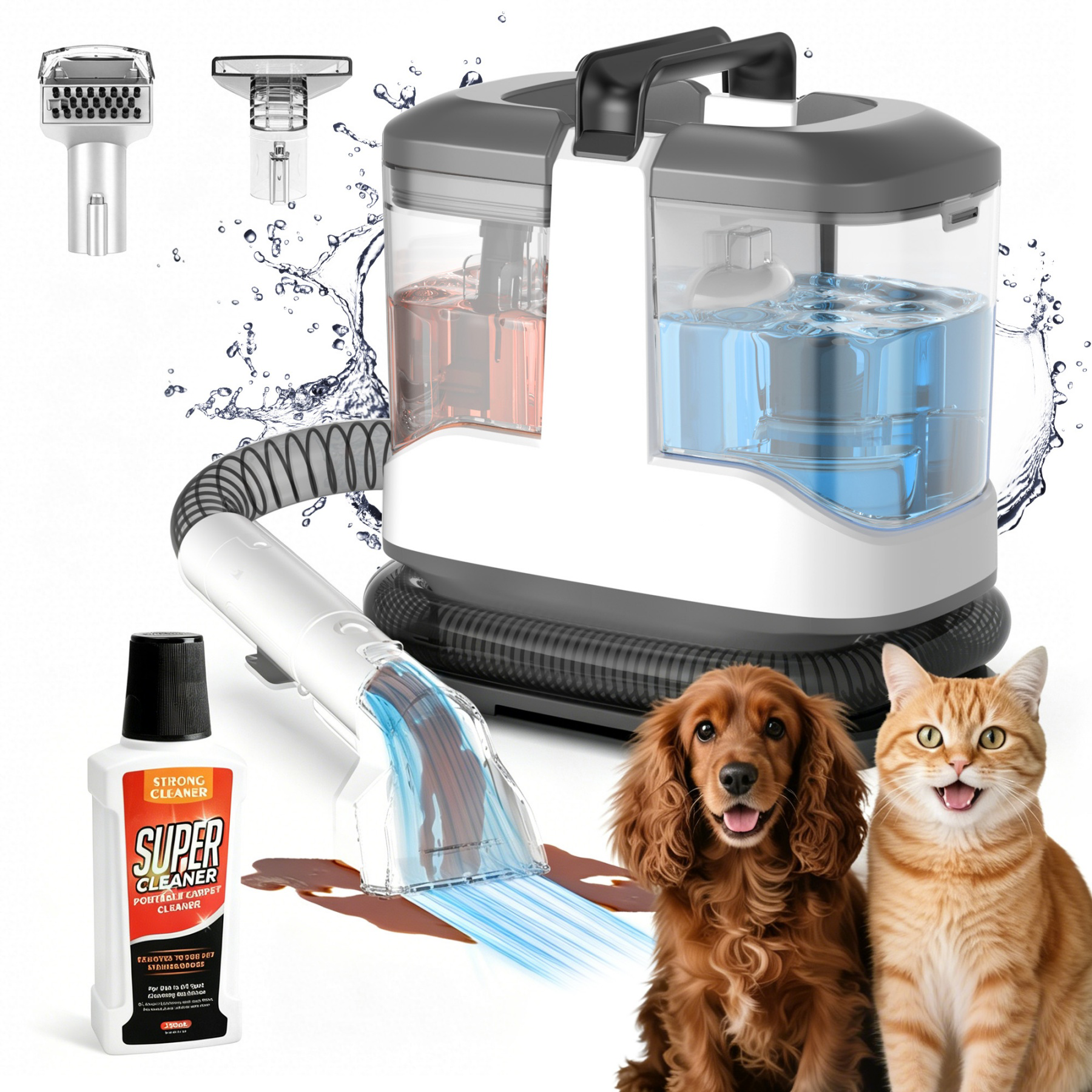 Nettoyeur textile injecteur extracteur 450W 12kPa, shampouineuse canapé ...
