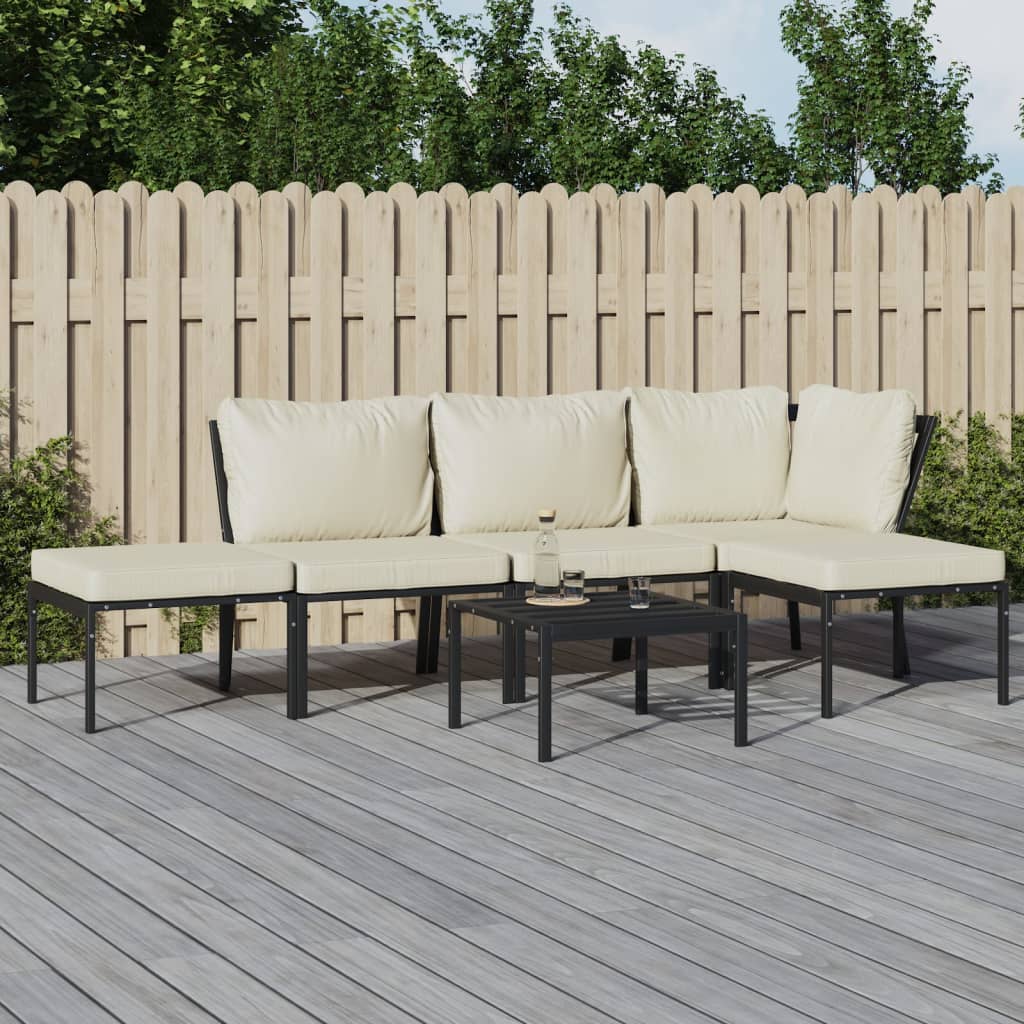Salon de jardin 6 pcs avec coussins sable acier vidaXL | Leroy Merlin