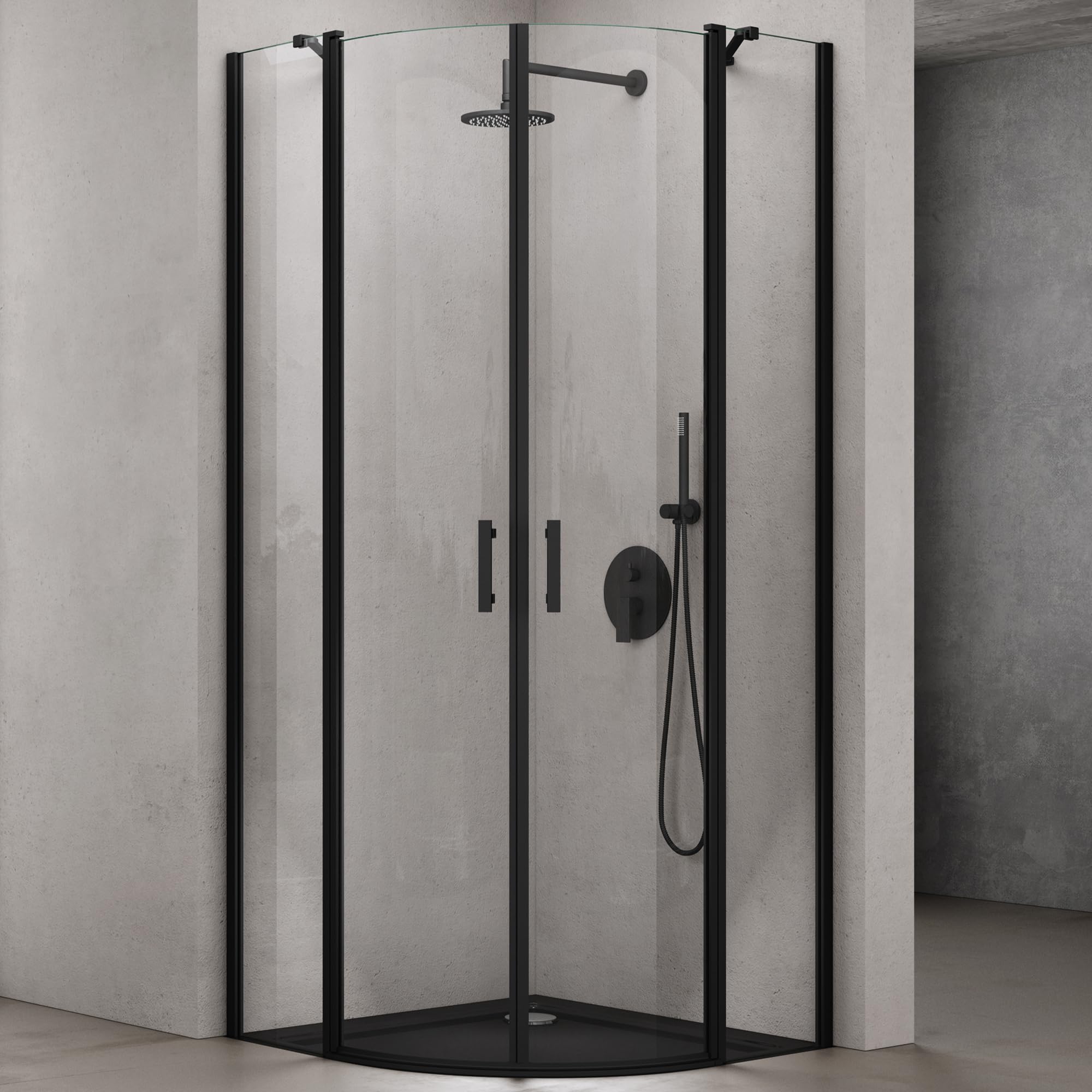 Doporro Cabine de douche noir avec bac à douche pare-douche douche en ...