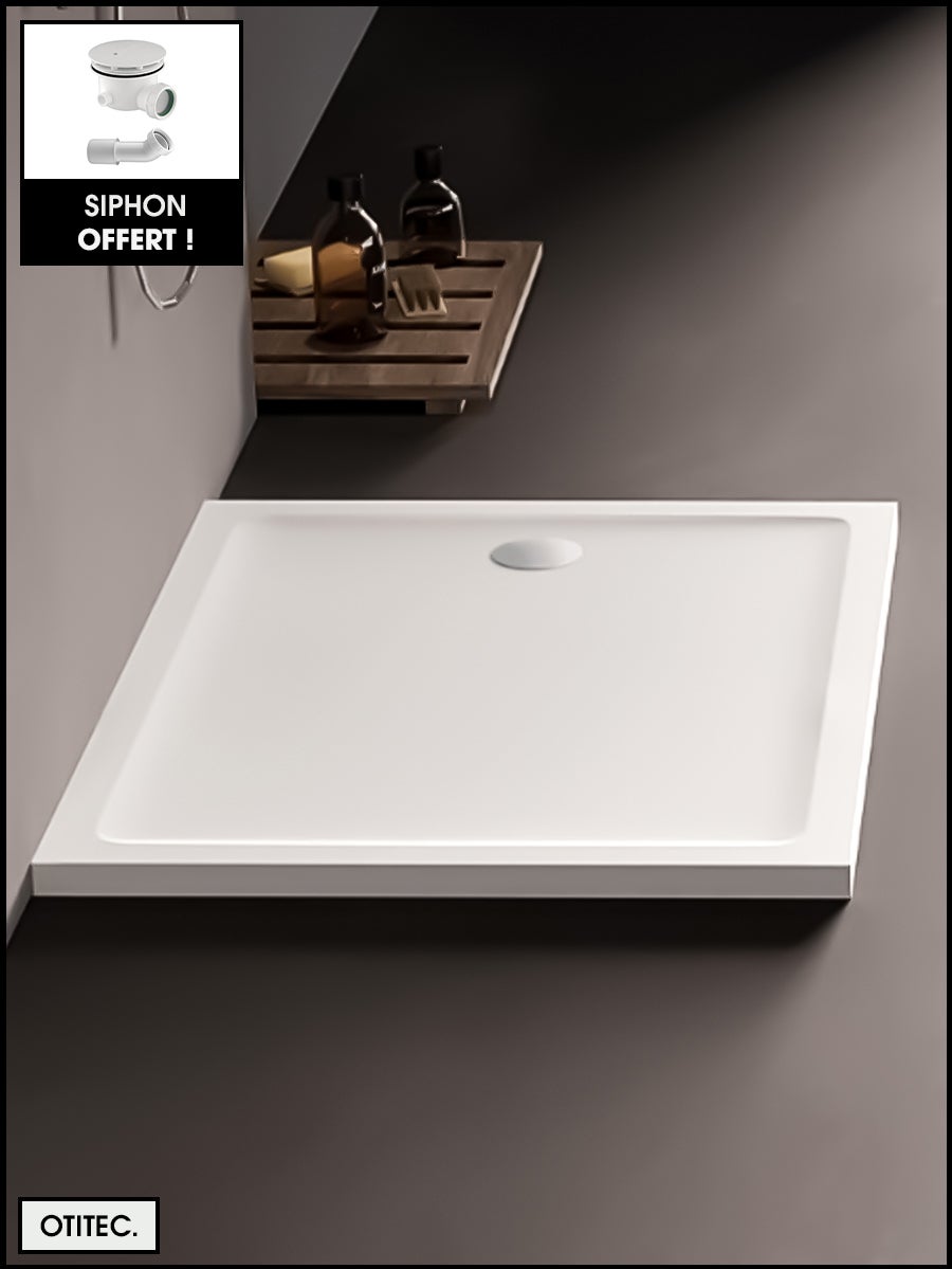 Plato de Ducha Rectangular - 70 x 120 x 4,5 cm - Blanco - con Sifón ...