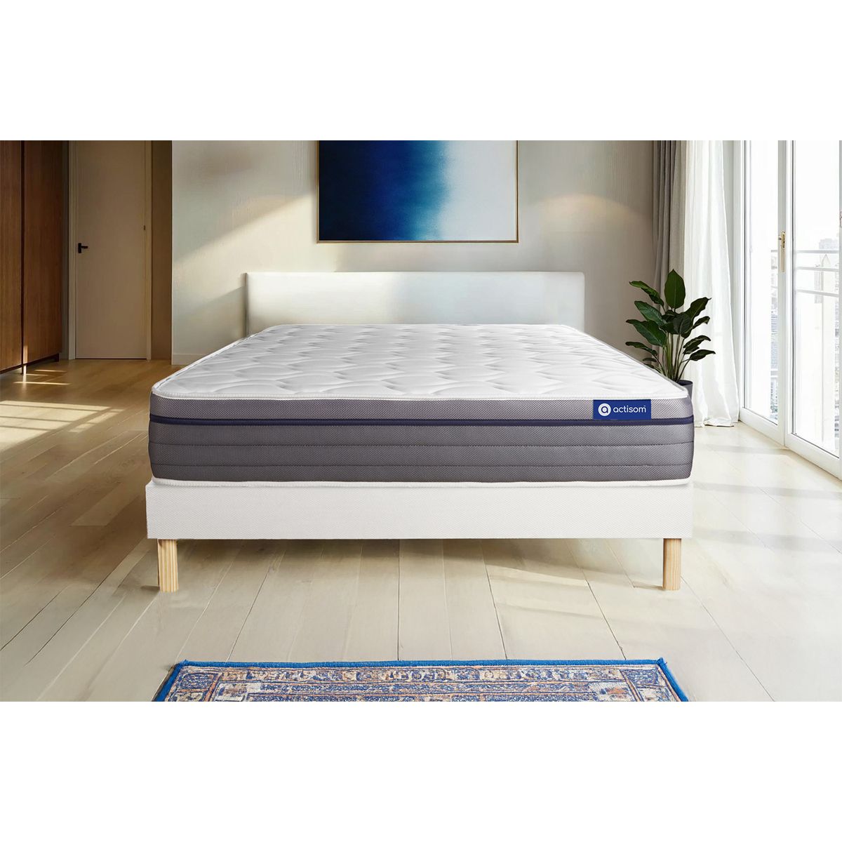 Ensemble matelas 200 x 200 cm Actilatex zen - Latex et mémoire de forme - Ep : 26 cm - Equilibré ...