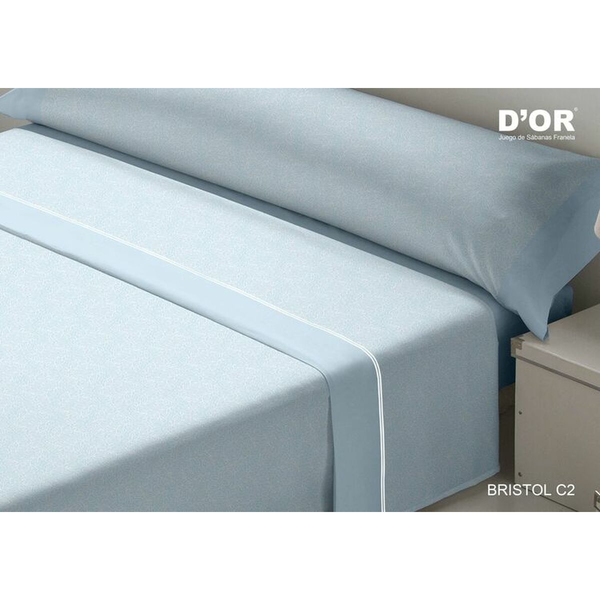 Jeu de draps D'Or BRISTOL Bleu Gran lit 2 persones Franela | Leroy Merlin