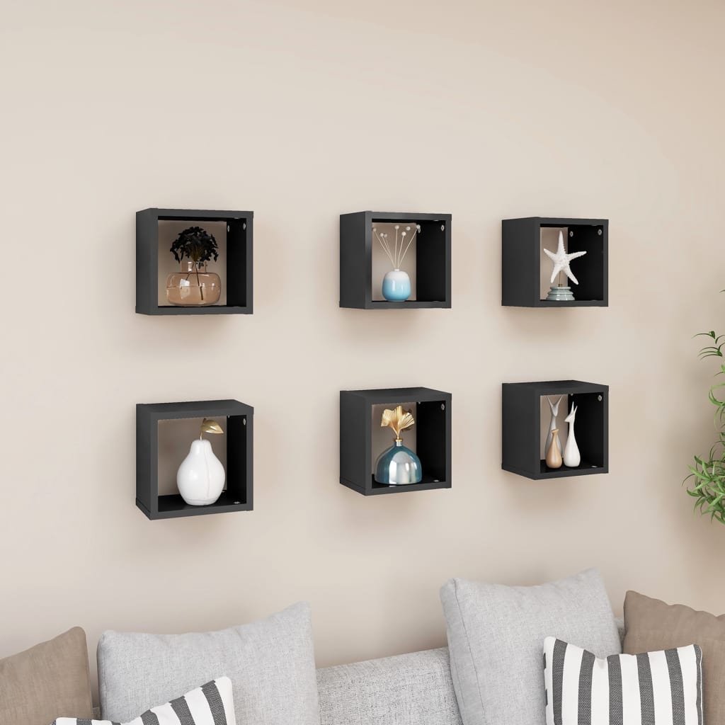Mensole cubo da muro 6 pz Grigio lucido 22x15x22 cm | Leroy Merlin