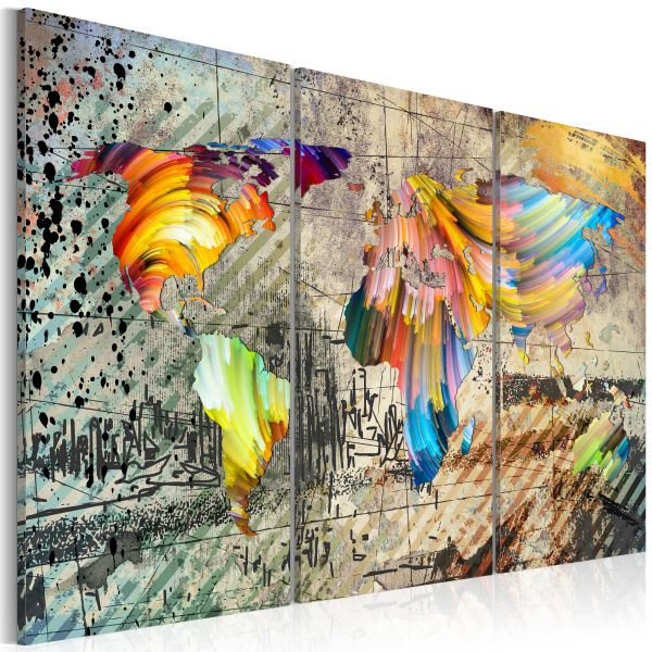 Tableau Cartes du monde Monde plein de couleurs 90x60 cm | Leroy Merlin