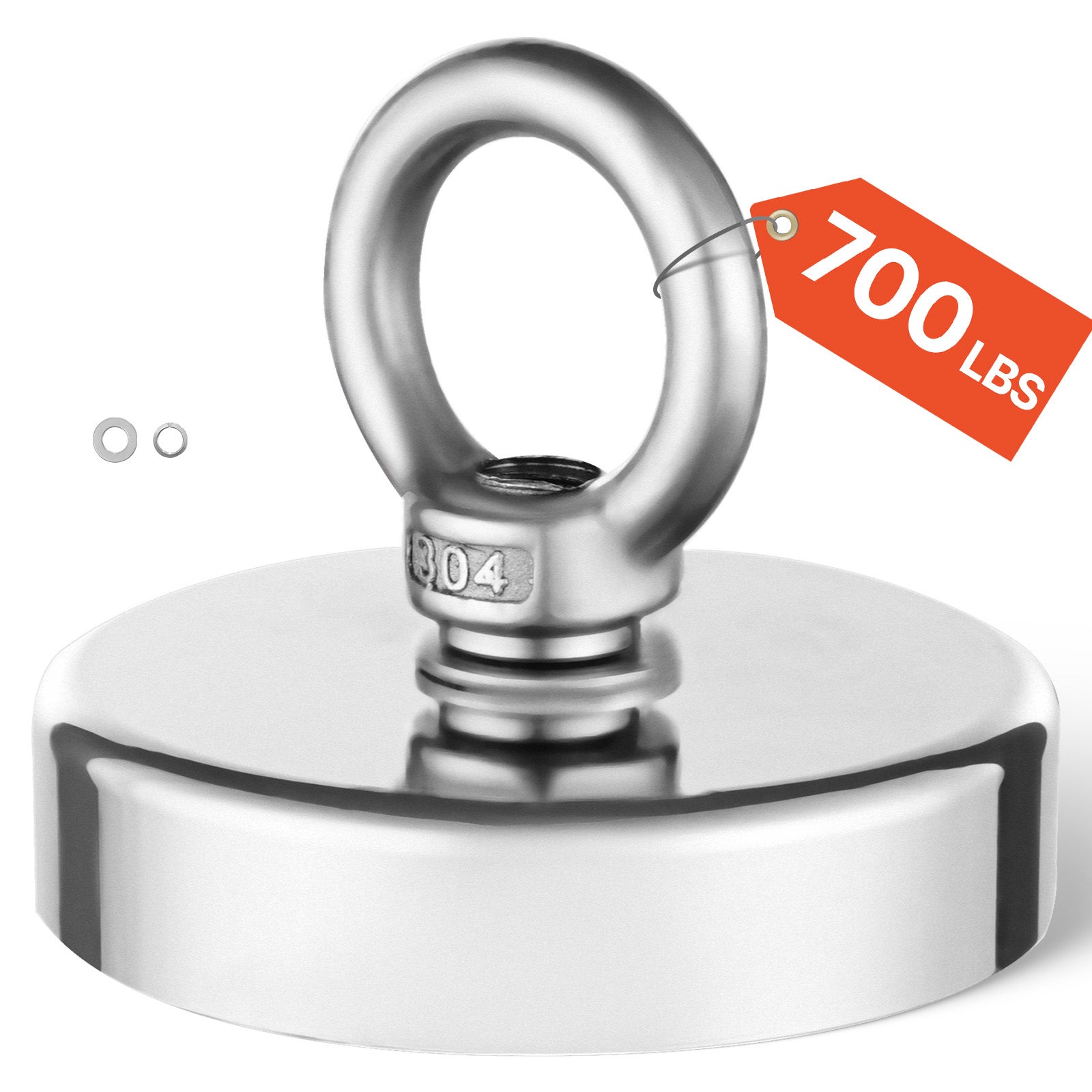 VEVOR Imán de pesca, 318 kg, fuerza de tracción, imán de neodimio ...