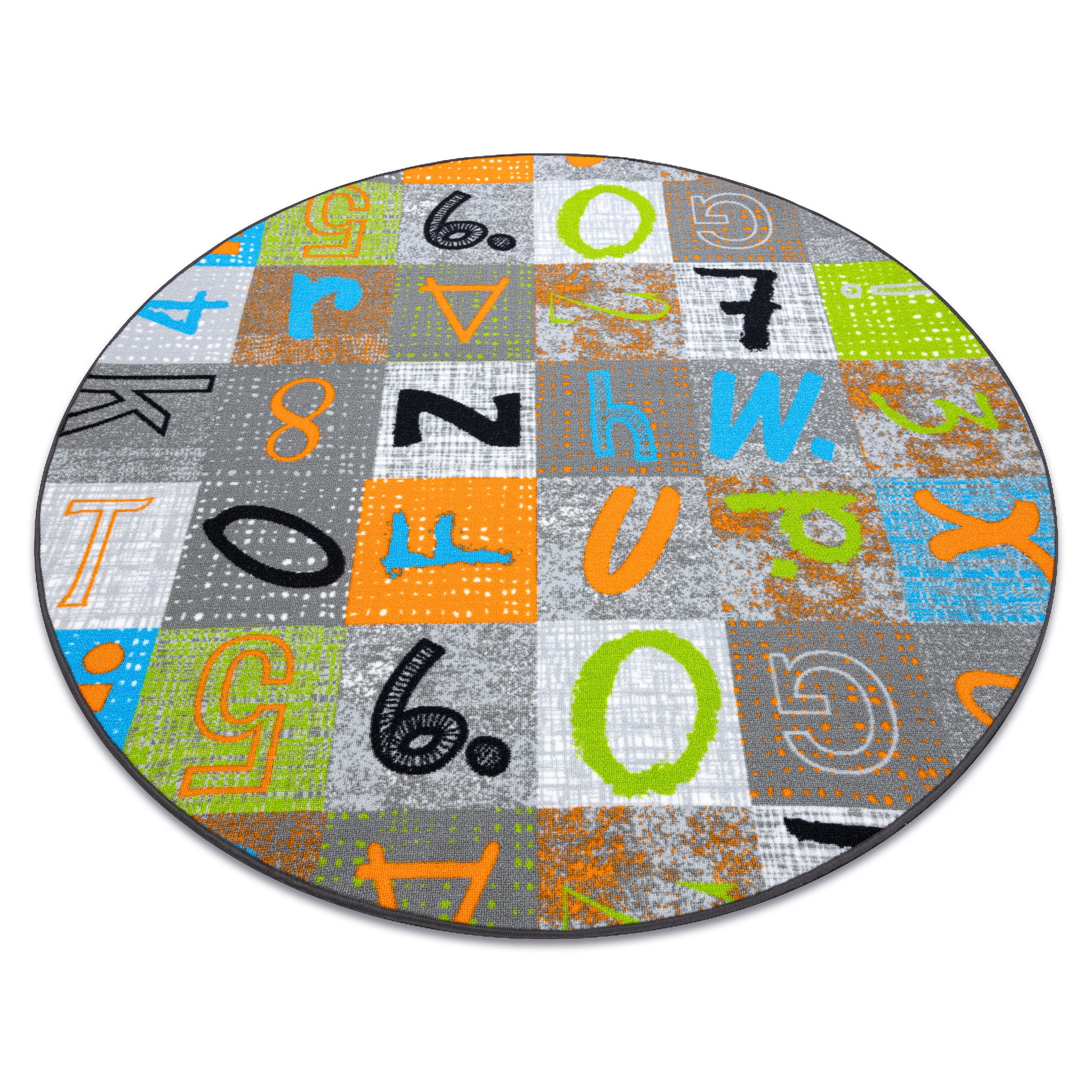 Moquette pour enfants JUMPY cercle Patchwork, Lettres, Chiffres gris ...