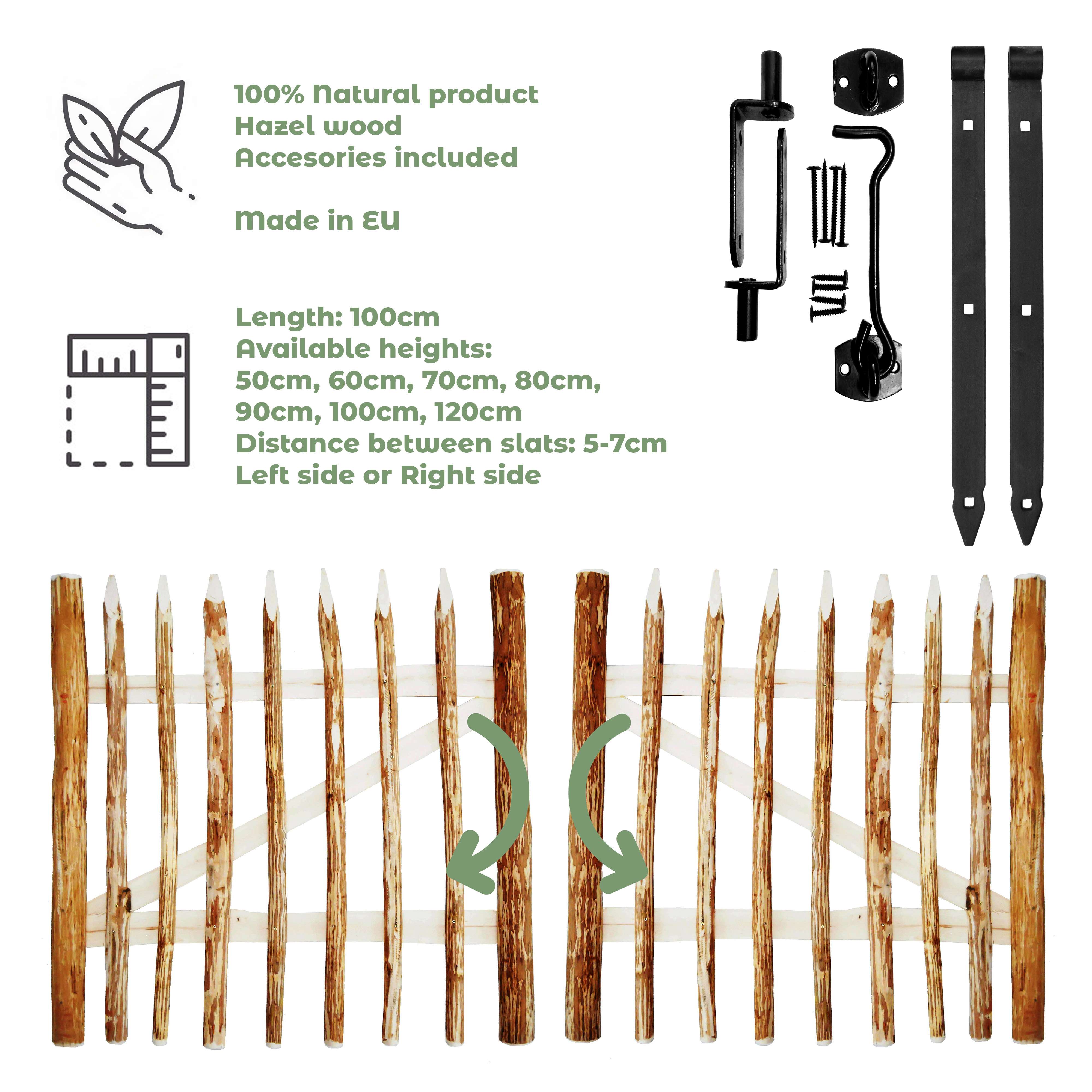 BOGATECO portail de clôture noisette largeur 100cm hauteur 900 cm ...