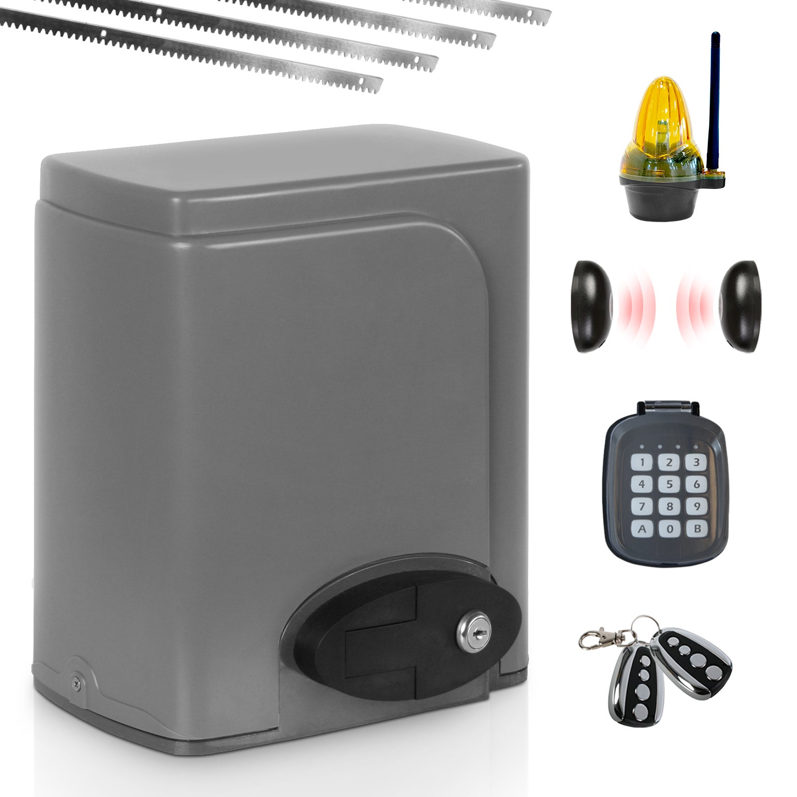 Kit motor puerta corredera garaje 180w, soporta 600kg, incluye 2 mandos ...