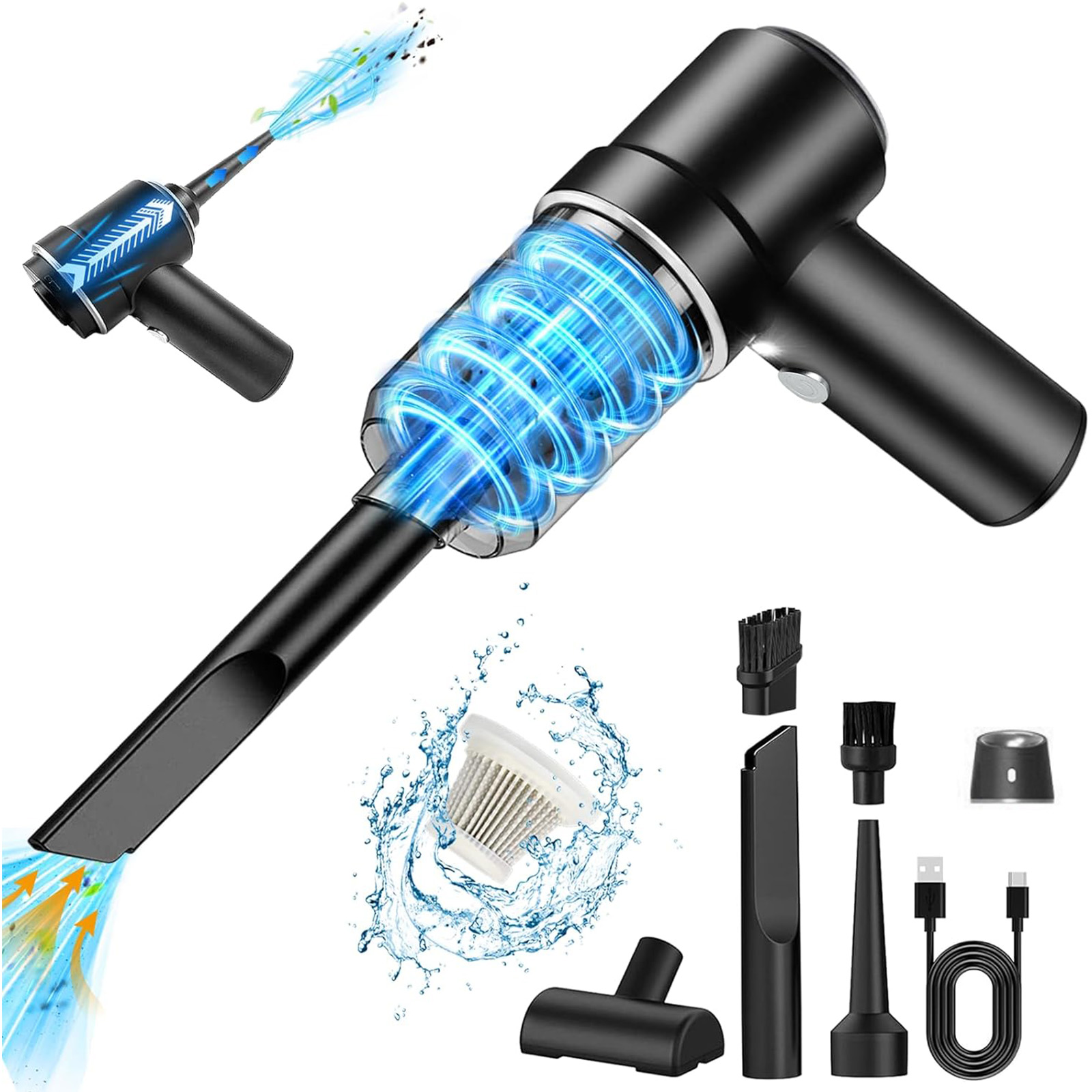 Aspirateur de voiture 120 W, aspirateur à main sans fil, puissance d'aspiration 8 000 Pa, 42 000 ...