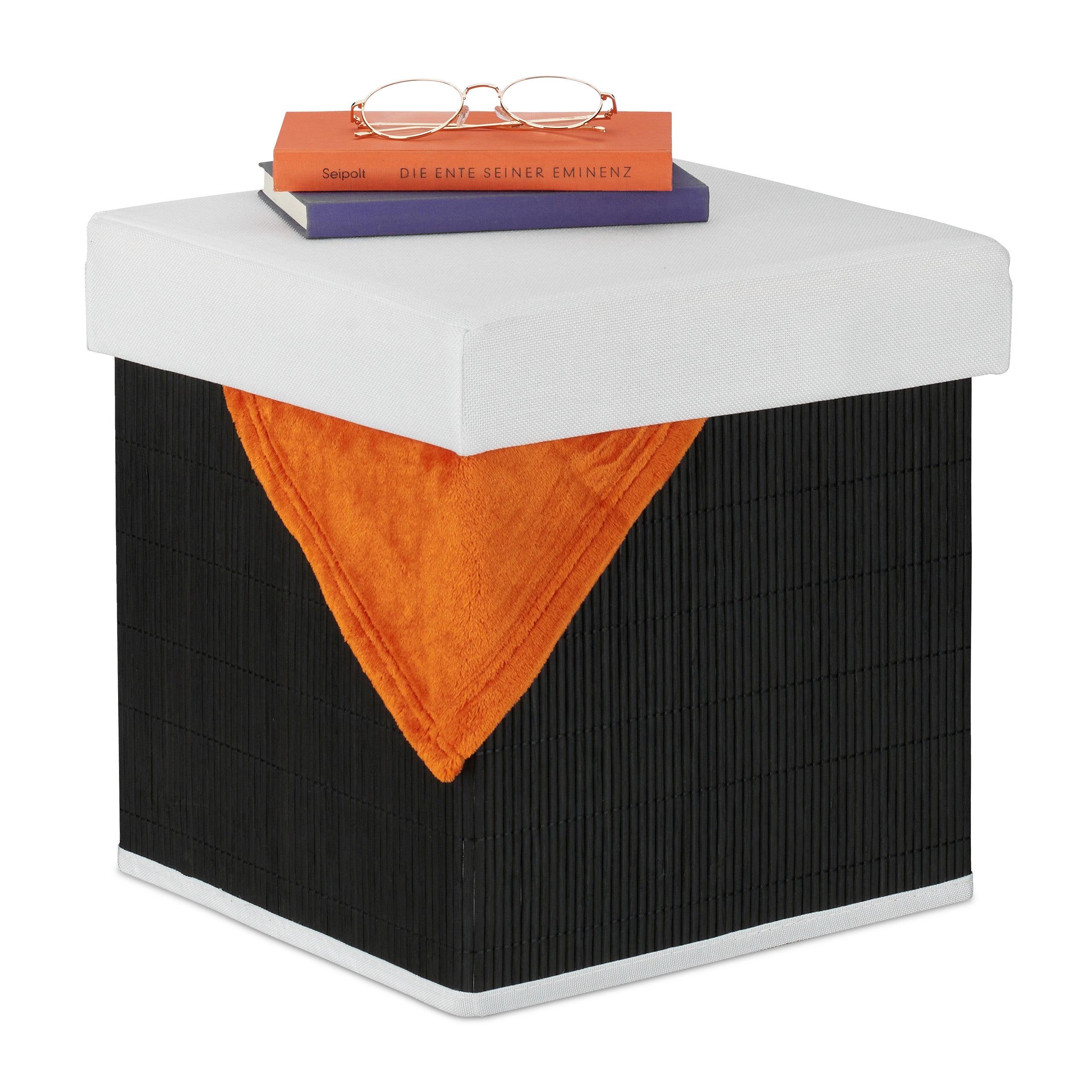 Relaxdays Tabouret avec rangement, rembourré, pliable, H x L x P ...