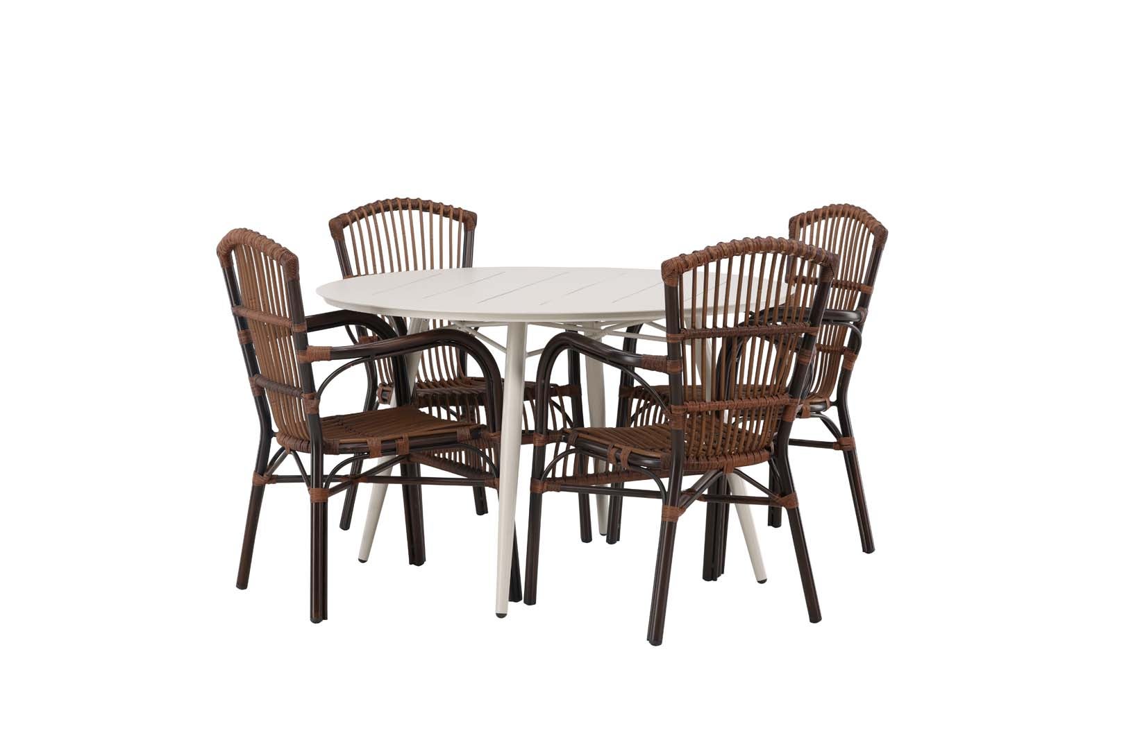 Lina set de jardin table Ø120cm beige, 4 chaises Galera marron. | Leroy ...