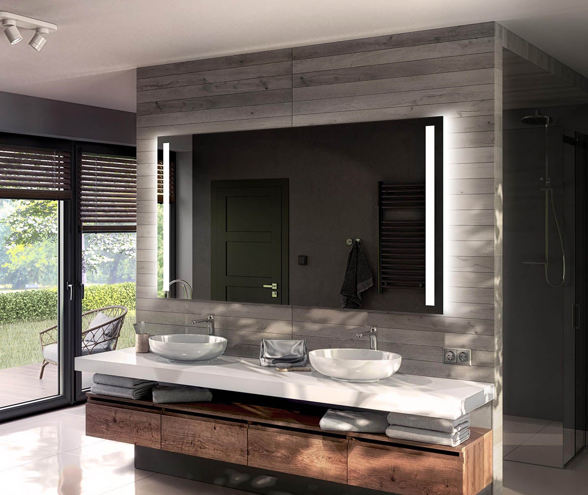 Miroir LED Éclairé Par Batterie Illumination Salle de Bain (60x70cm ...