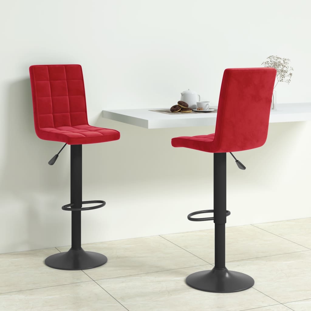 Tabourets de bar lot de 2 rouge bordeaux velours vidaXL | Leroy Merlin