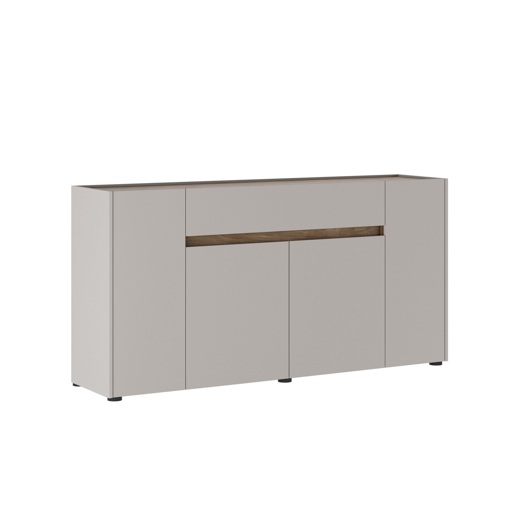 Aparador Tonya Cashmere 4 puertas + 1 cajón, tapa nogal, 85x172x39,5 cm ...