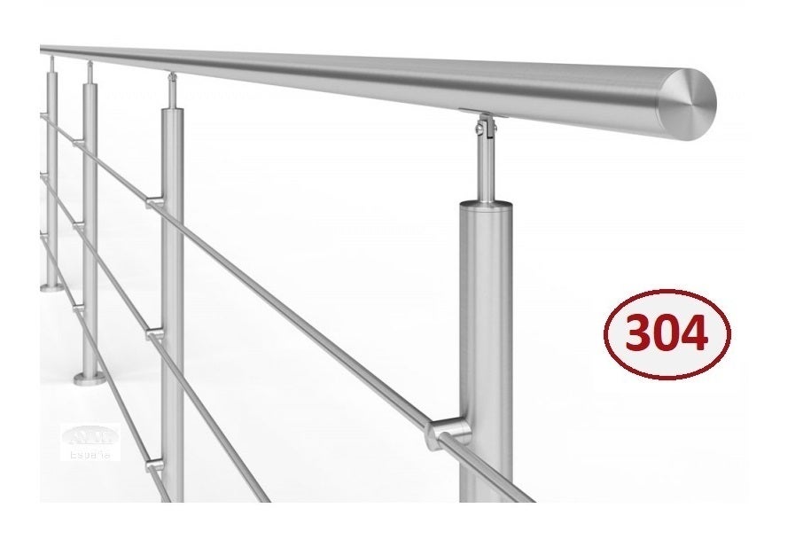 Garde-corps en acier inoxydable ATLANTA, 3 traverses (12mm), finition ...