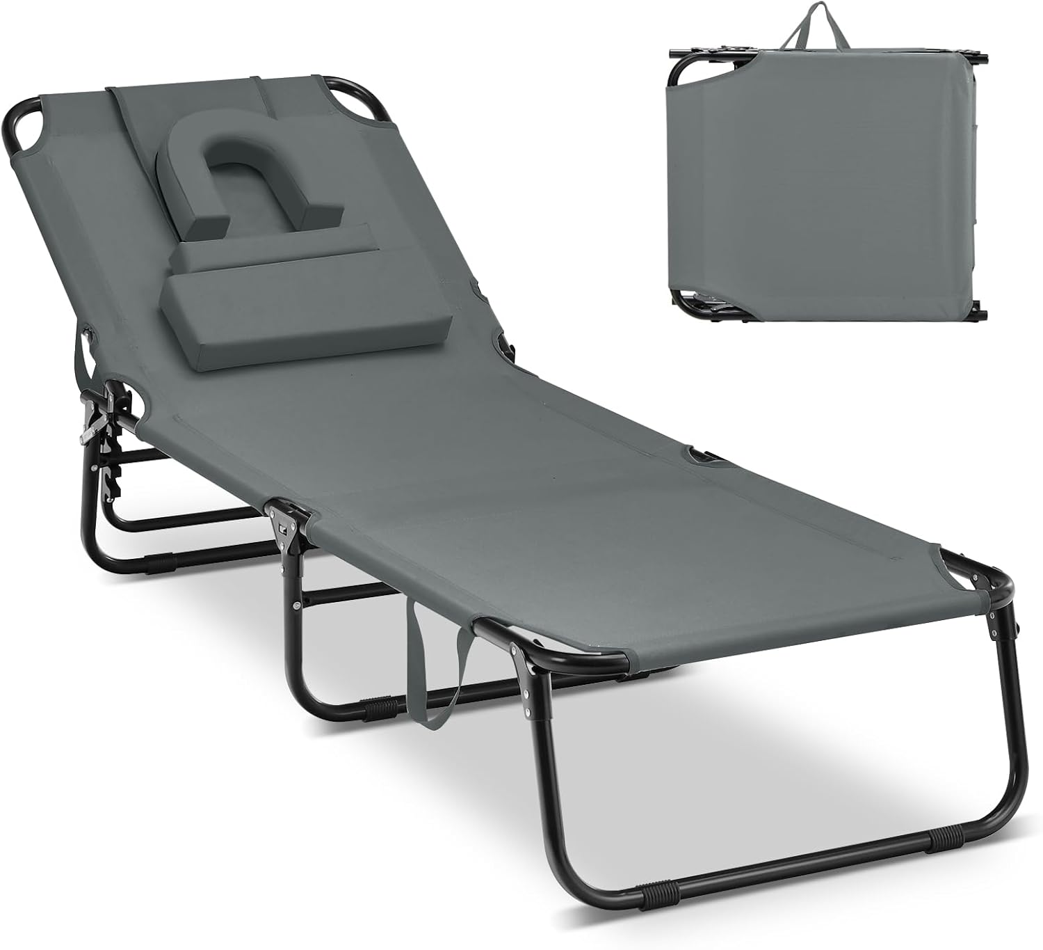 Transat Jardin Extérieur/Chaise Longue Pliante Réglable en 5 Positions ...