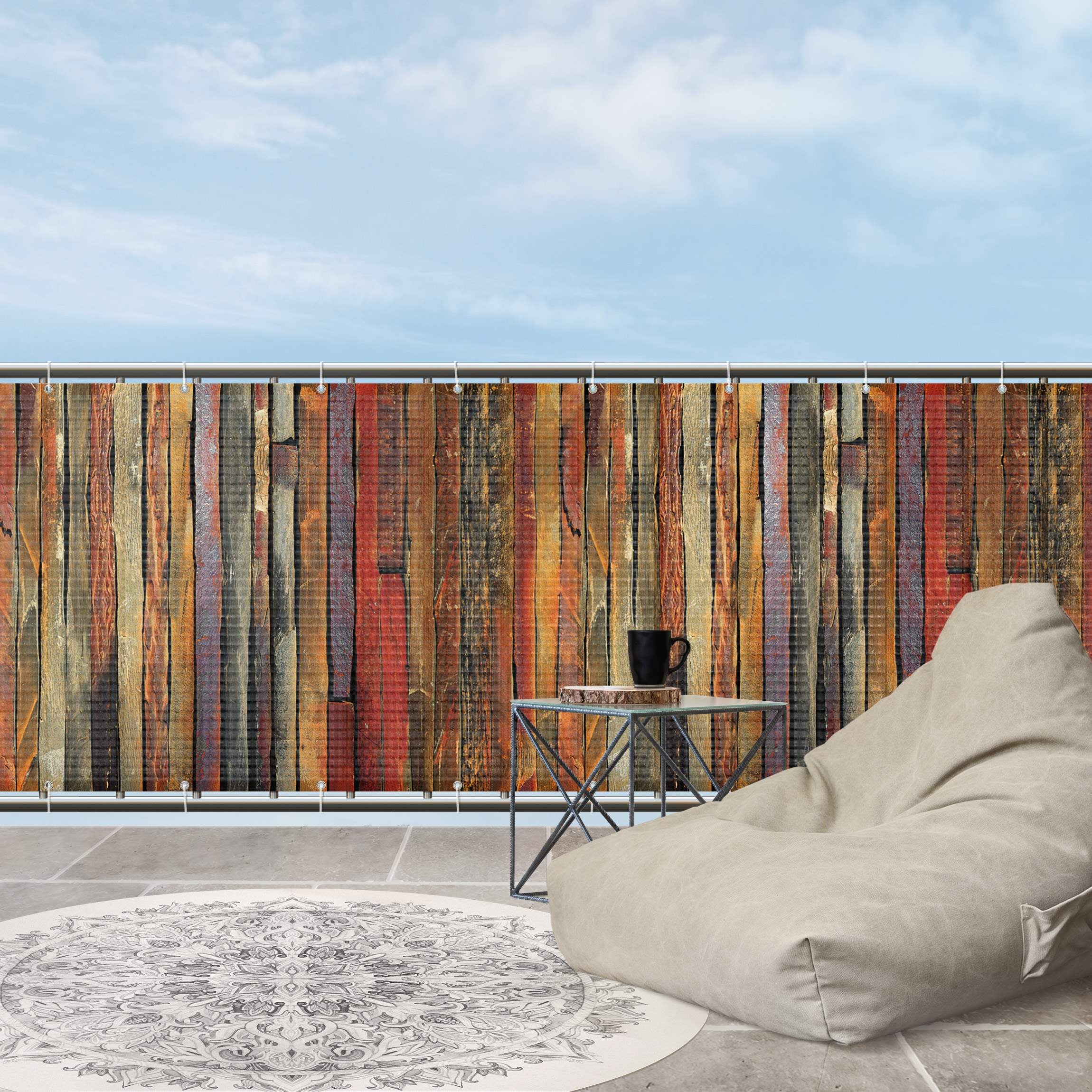 Brise-vue pour balcon - Empilement de planches 450 x 100 cm | Leroy Merlin